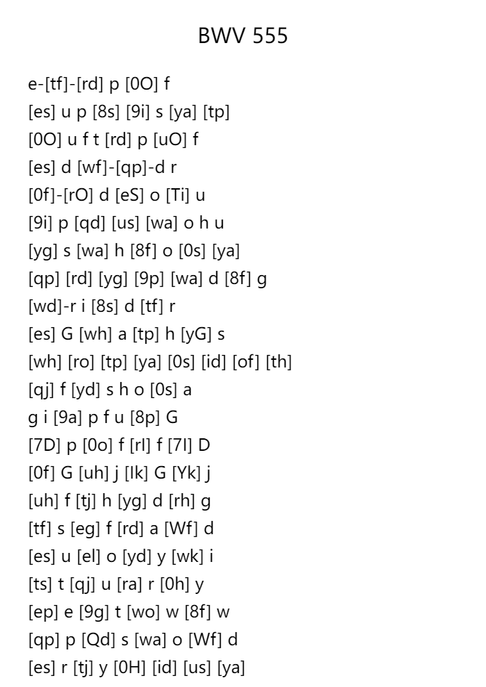 BWV 555 Roblox Piano Sheet by undefined