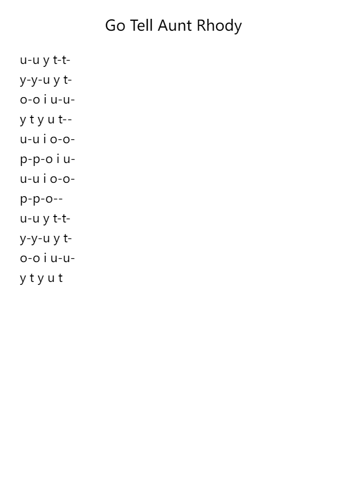 Go Tell Aunt Rhody Roblox Piano Sheet by American Folk Tune