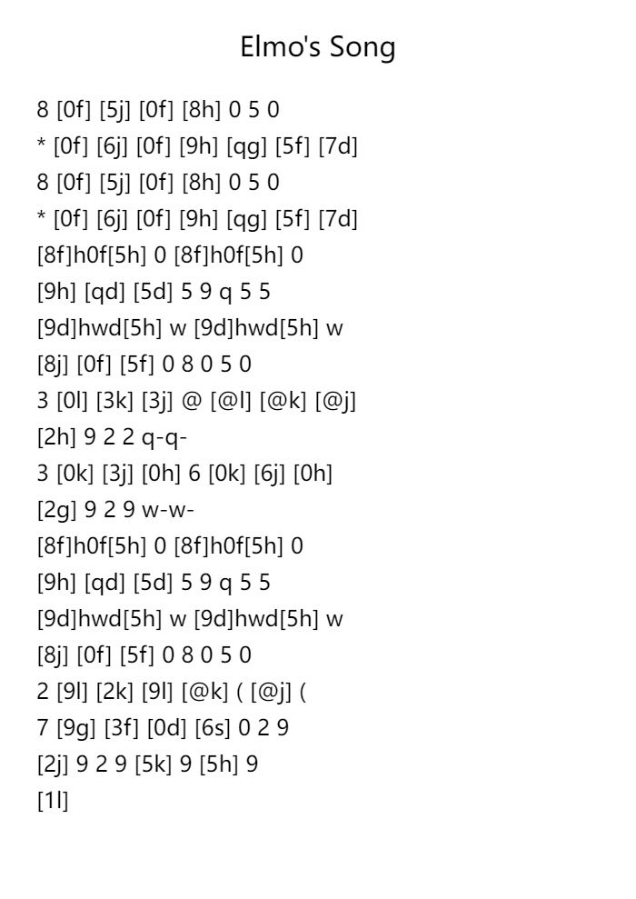 Elmo's Song Roblox Piano Sheet by undefined