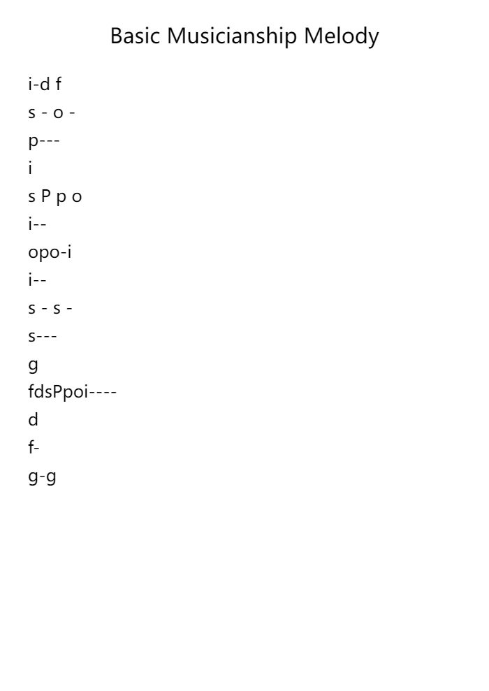 Basic Musicianship Melody Roblox Piano Sheet by Caleb Schauer