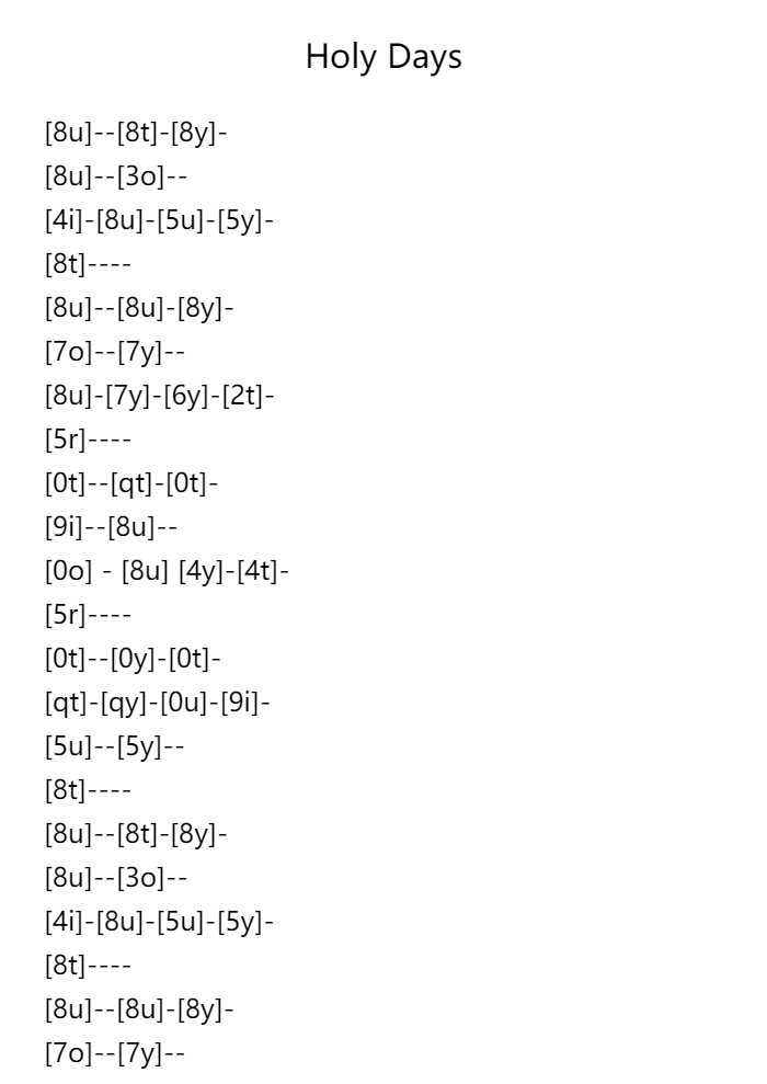 Holy Days Roblox Piano Sheet by James Langran