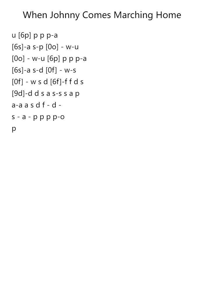 When Johnny Comes Marching Home Roblox Piano Sheet by undefined
