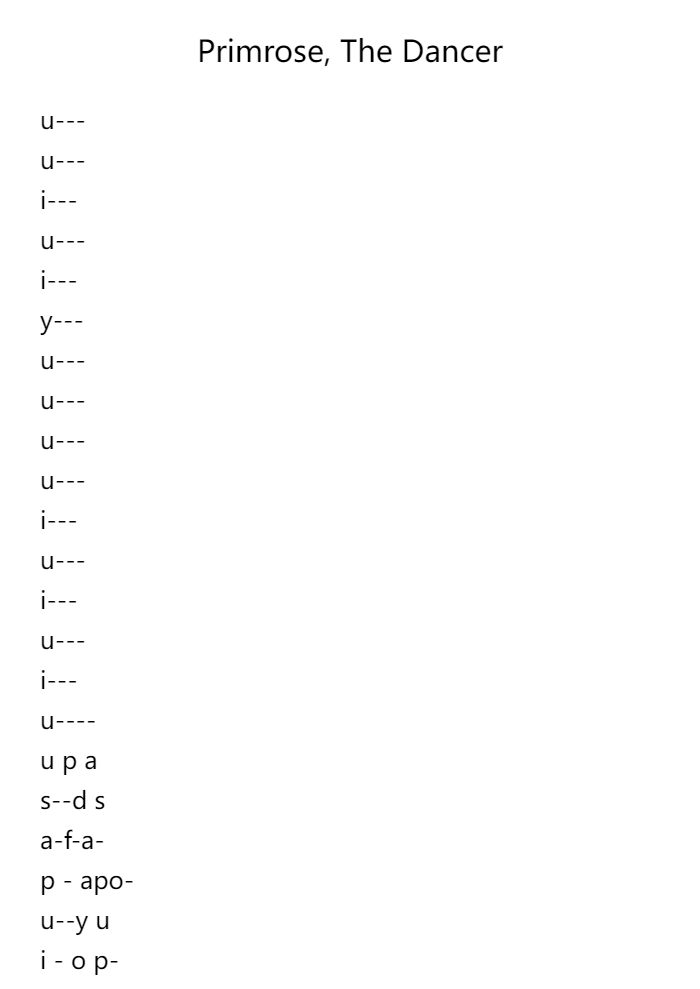 Primrose, The Dancer Roblox Piano Sheet by Yasunori Nishiki