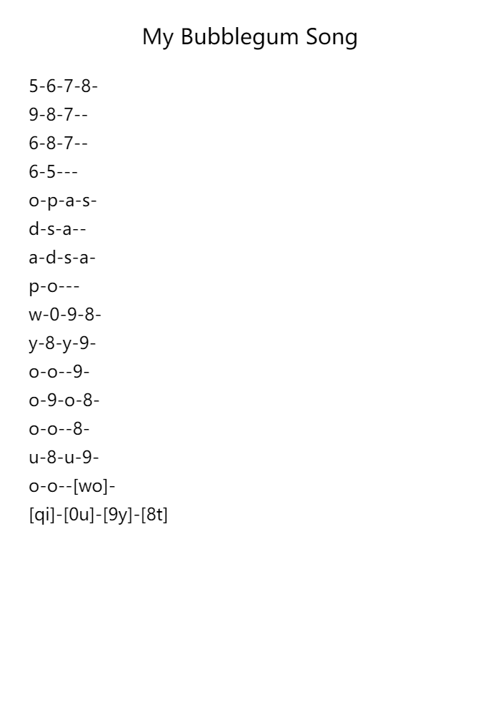 My Bubblegum Song Roblox Piano Sheet by ajit pai