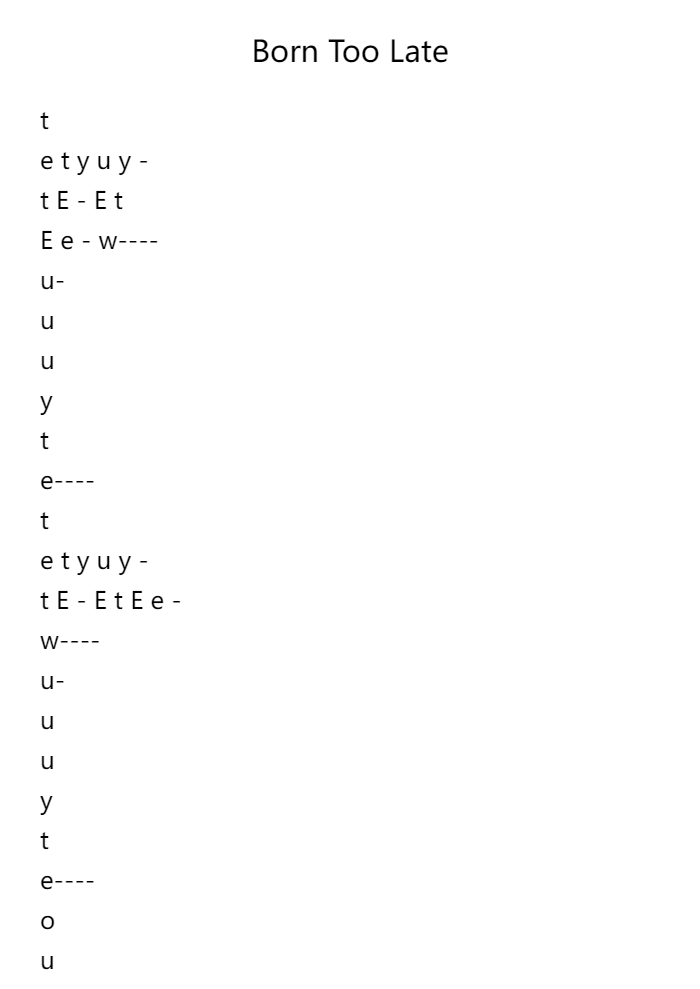 Born Too Late Roblox Piano Sheet by The Poni-Tails