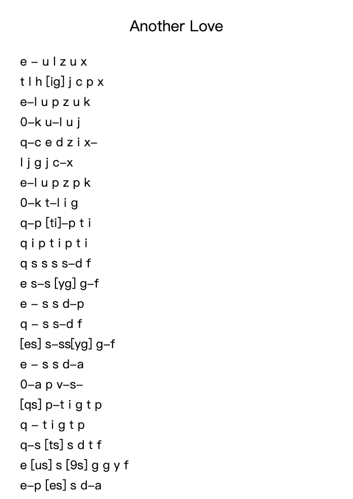 Another Love Roblox Piano Sheet by Tom Odell