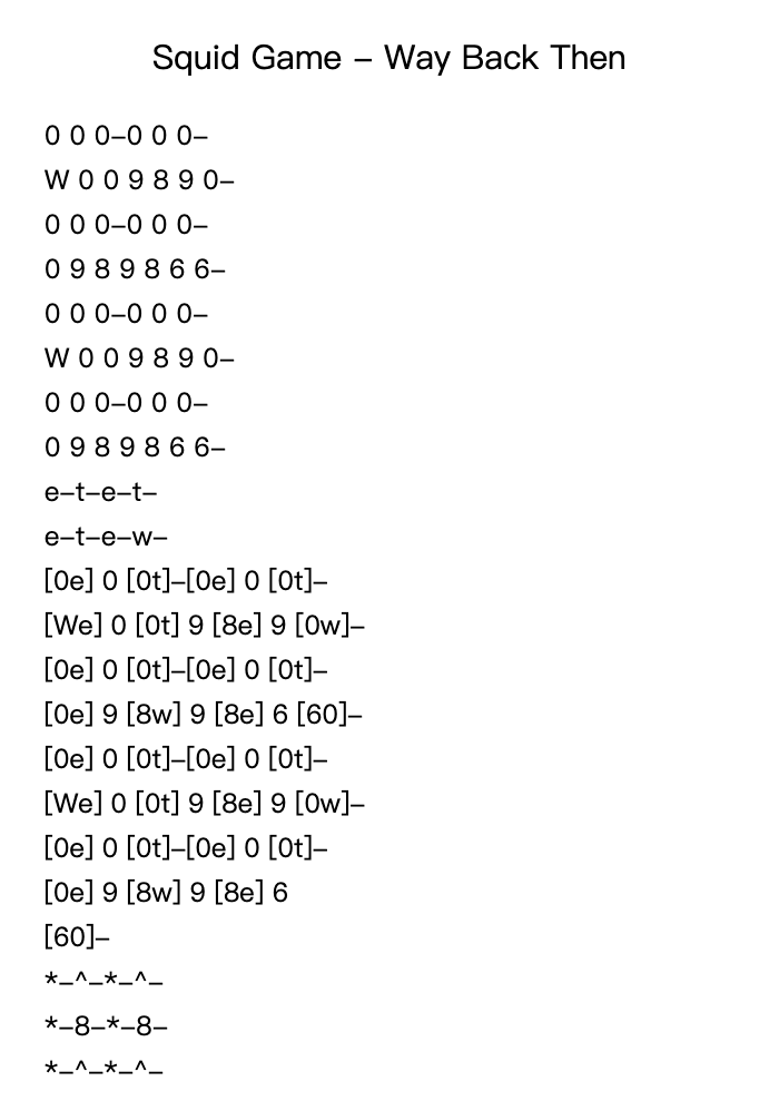 Squid Game - Way Back Then Roblox Piano Sheet by Jung Jaeil