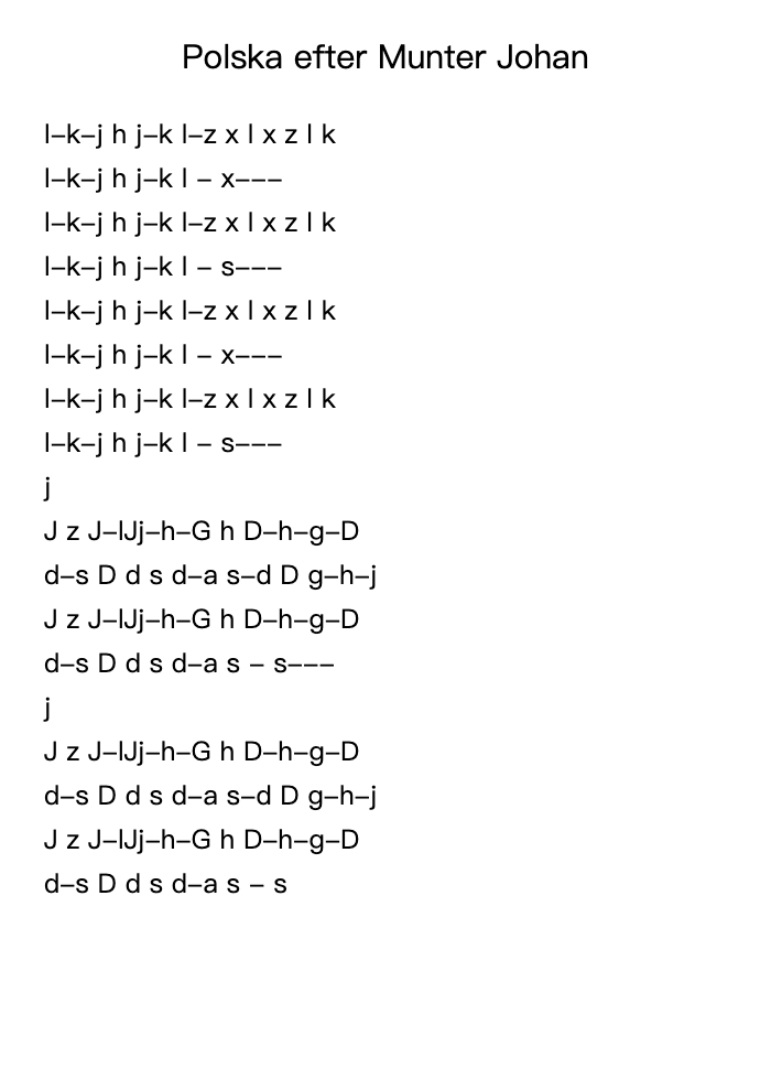 Polska efter Munter Johan Roblox piano keyboard sheets by Unknown ...