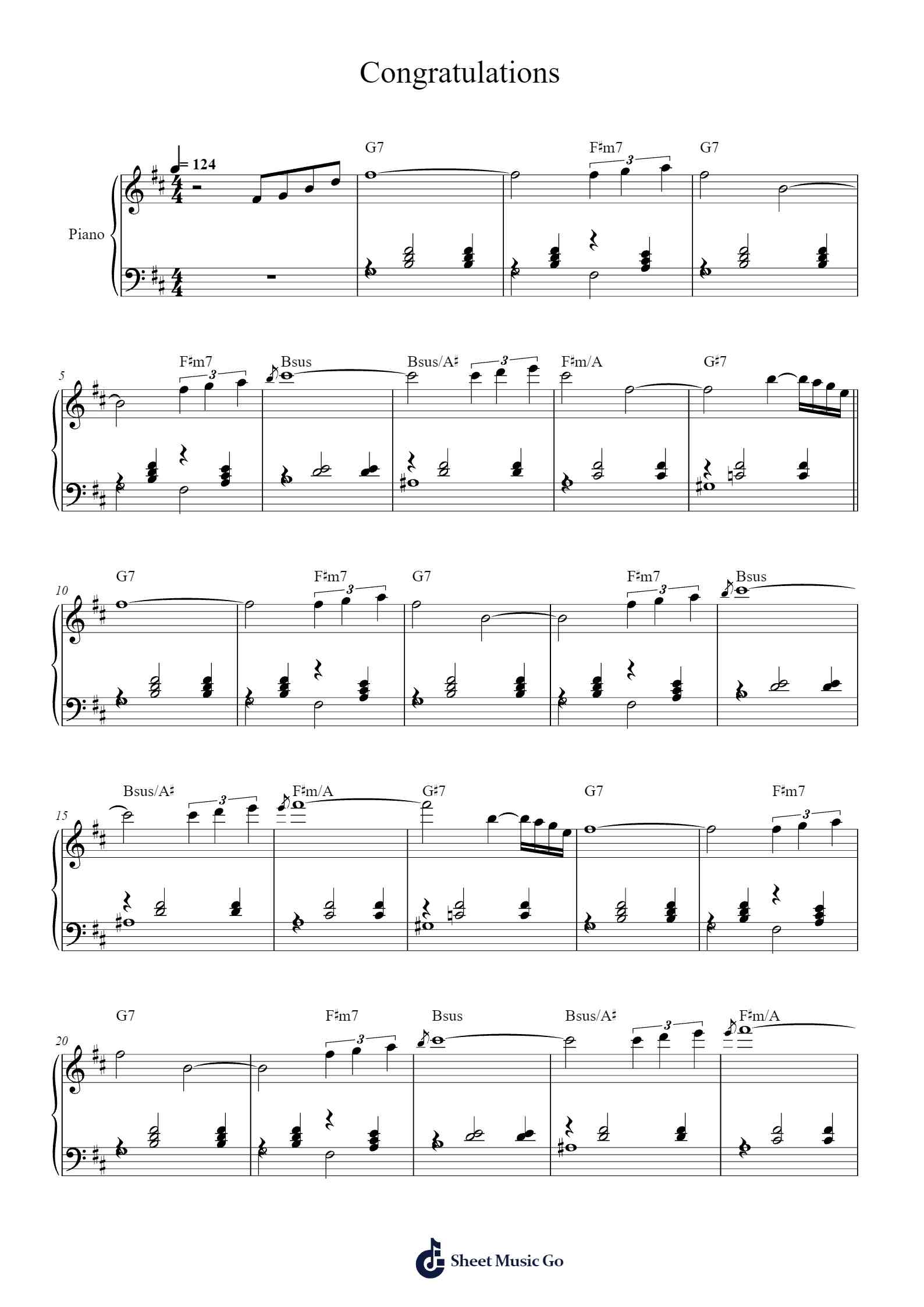 Congratulations Sheet Music by Mac Miller-Arr.Louiste