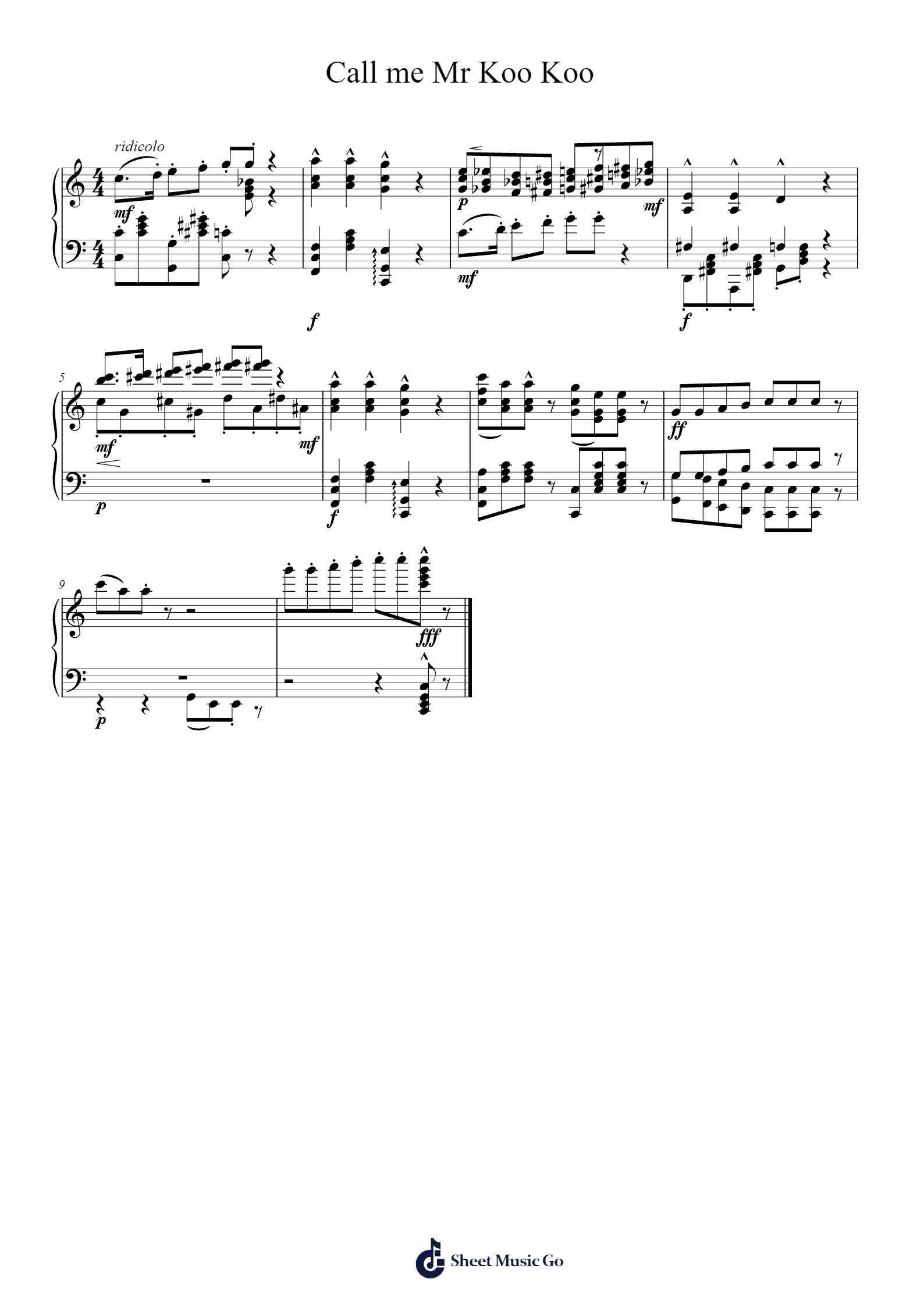 Call me Mr Koo Koo Sheet Music by Barry P-Arr.Shamens Xedric