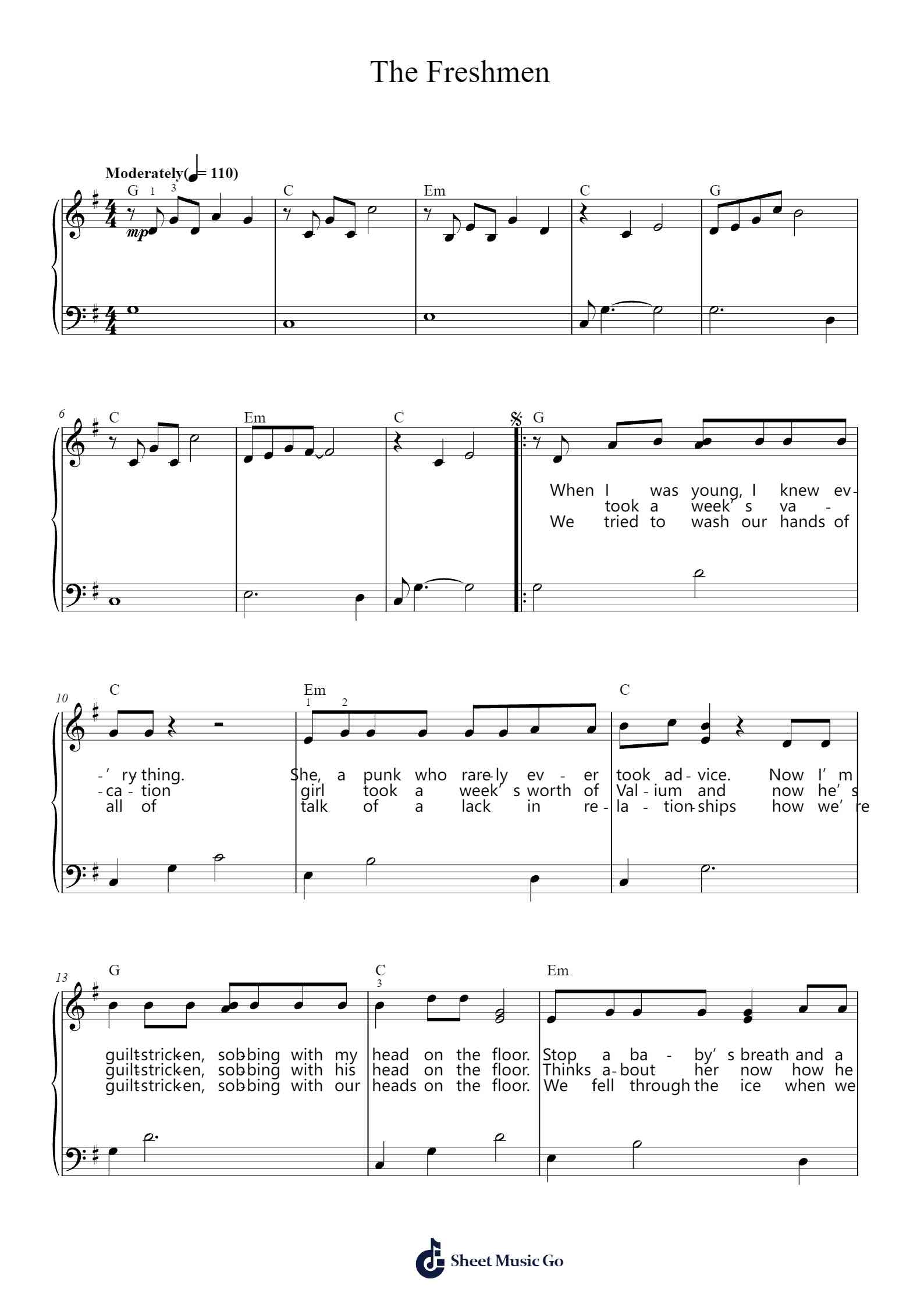 The Freshmen Sheet Music by The Verve Pipe-Arr.Brianphrey Judphne