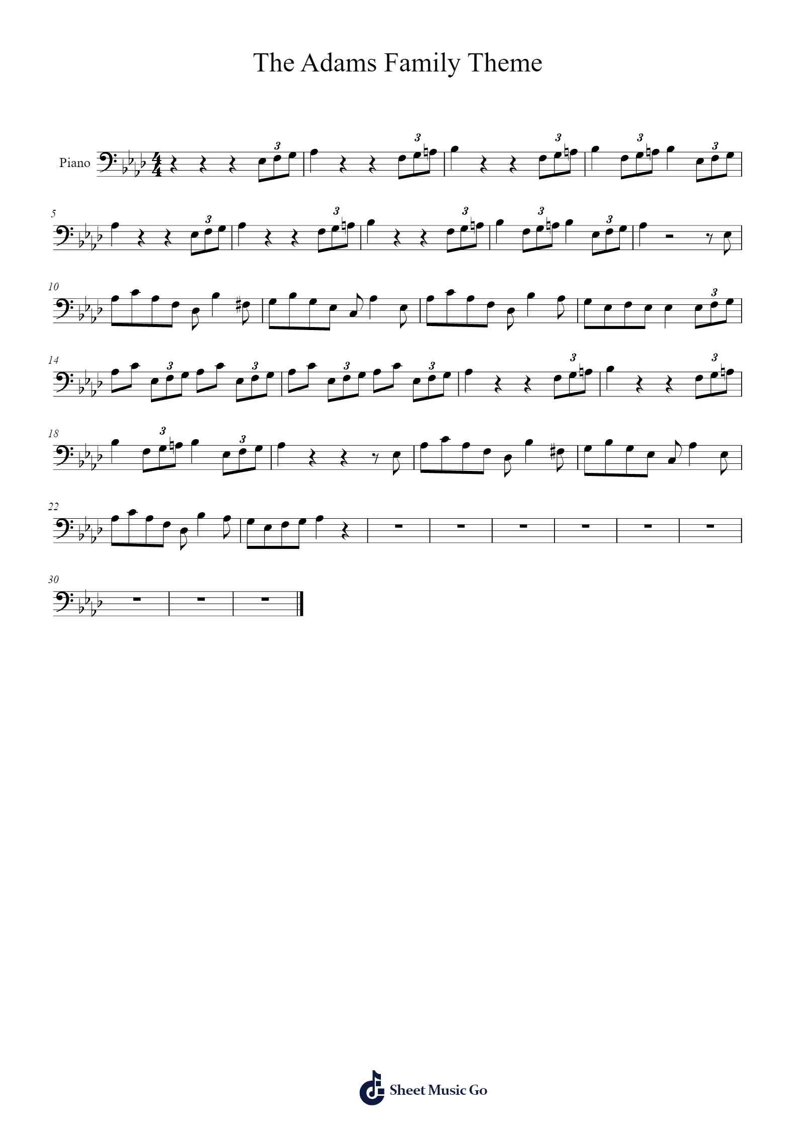 The Adams Family Theme Sheet Music by Logan Maurer-Arr.Womeo Sharpjoe