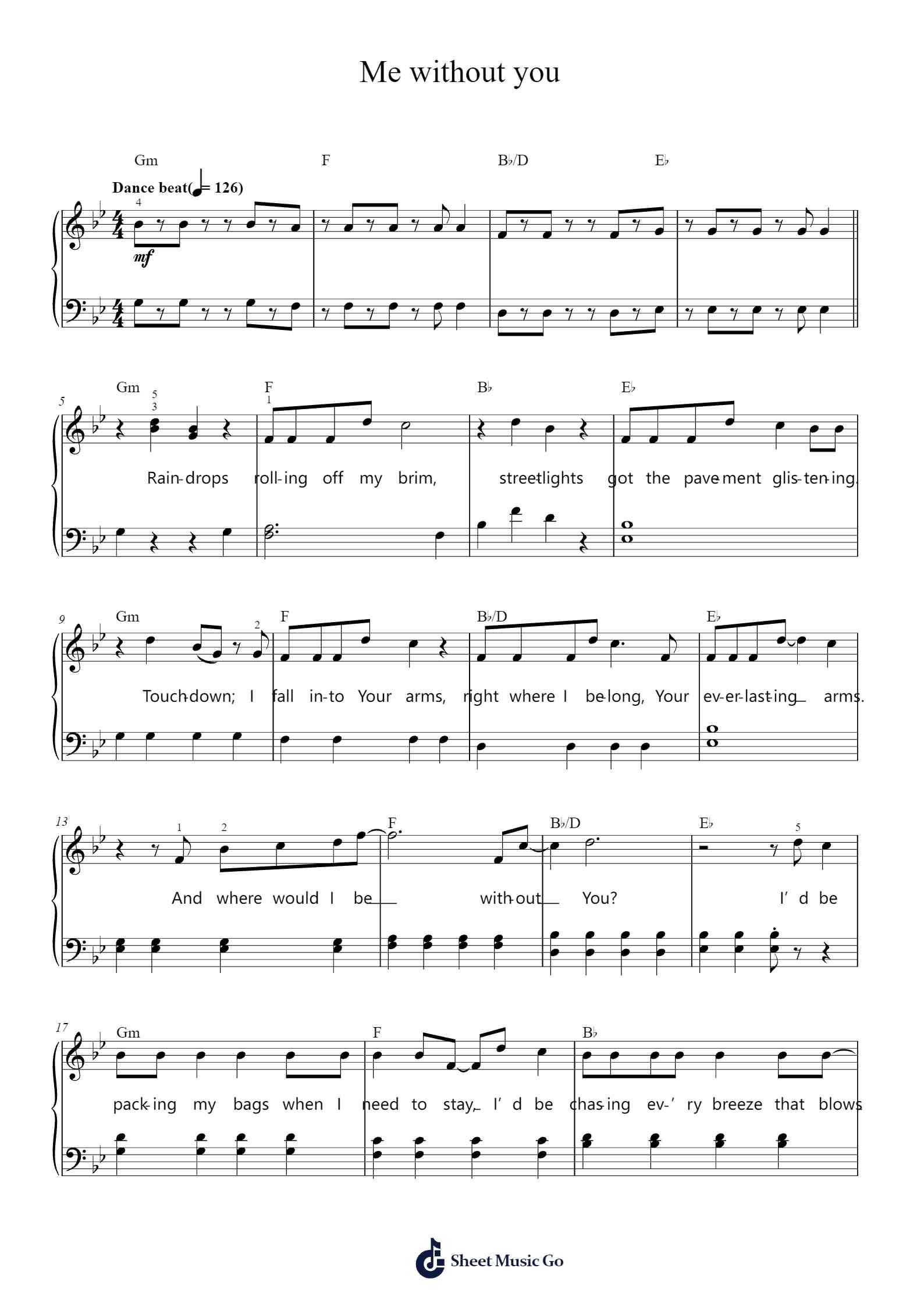 Me without you Partition par TobyMac - Arr. Swinria