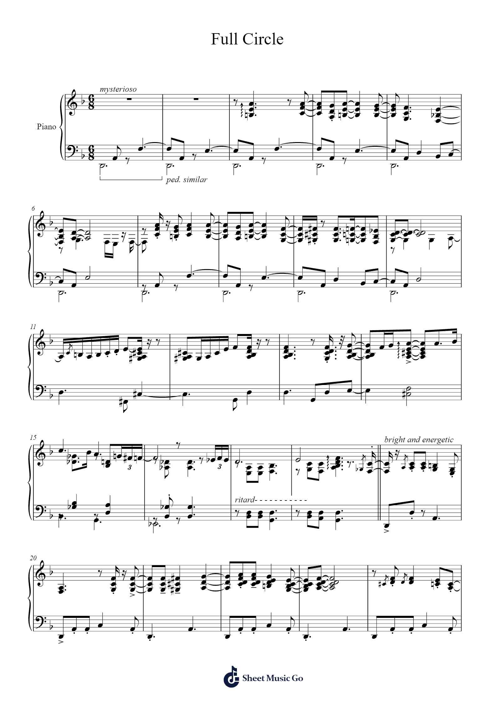 Full Circle Sheet Music by Elrwood Freester-Arr.Mollkerr