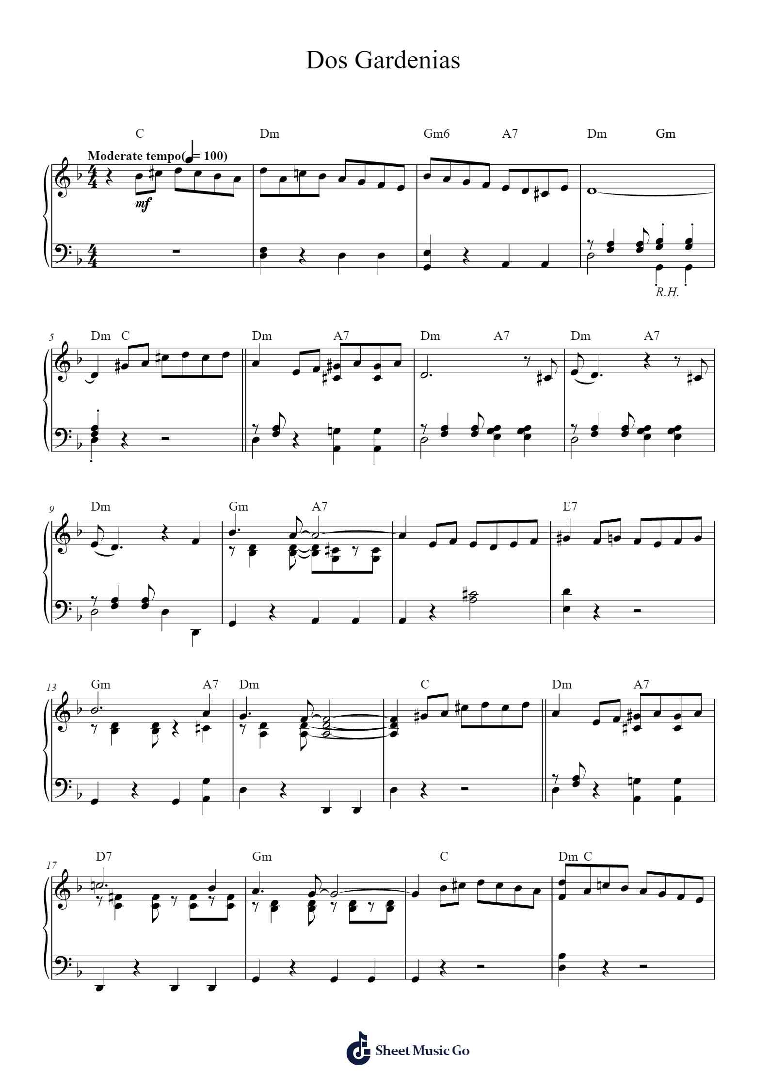 Partitura de Dos Gardenias de The Buena Vista Social Club - Arreglada ...