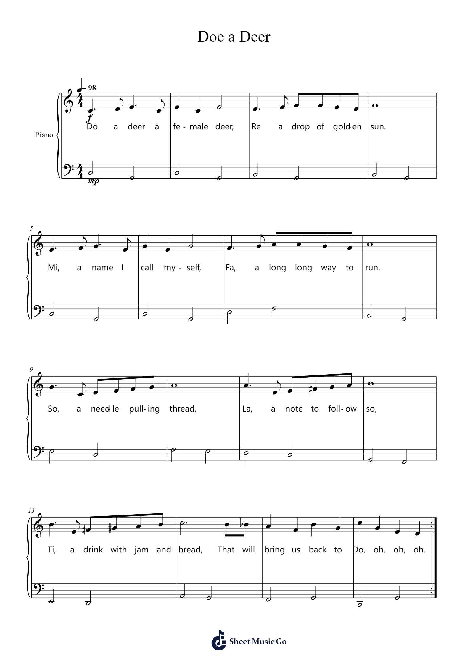 Doe a Deer Sheet Music by Rodgers & Hammerstein-Arr.Hearstjean