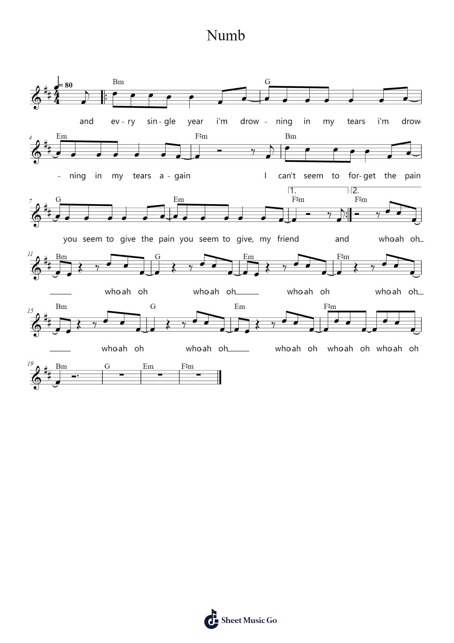 Numb Sheet Music by XXXTENTACION-Arr.Shirvien