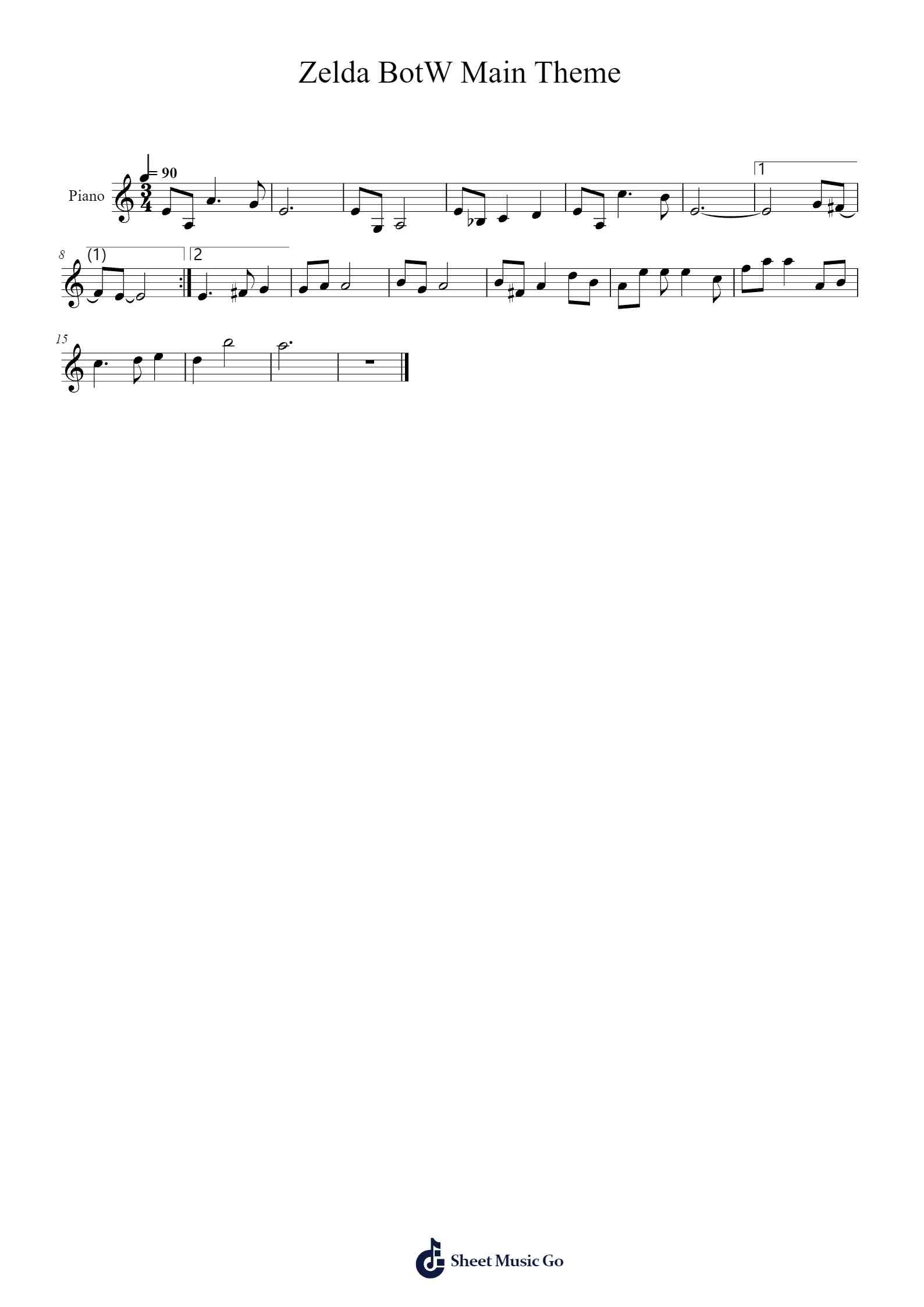 Zelda BotW Main Theme Sheet Music by Manaka Kataoka-Arr.Boralph Giltin