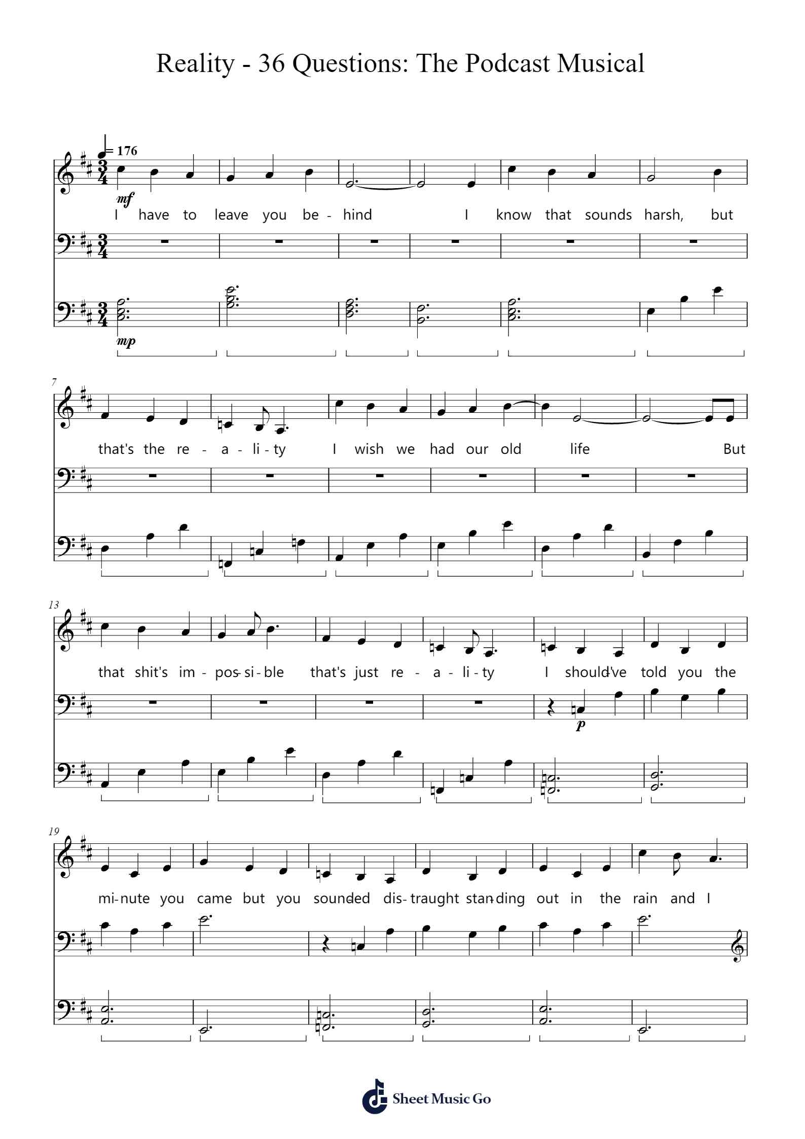Reality - 36 Questions: The Podcast Musical Sheet Music by 36 Questions ...