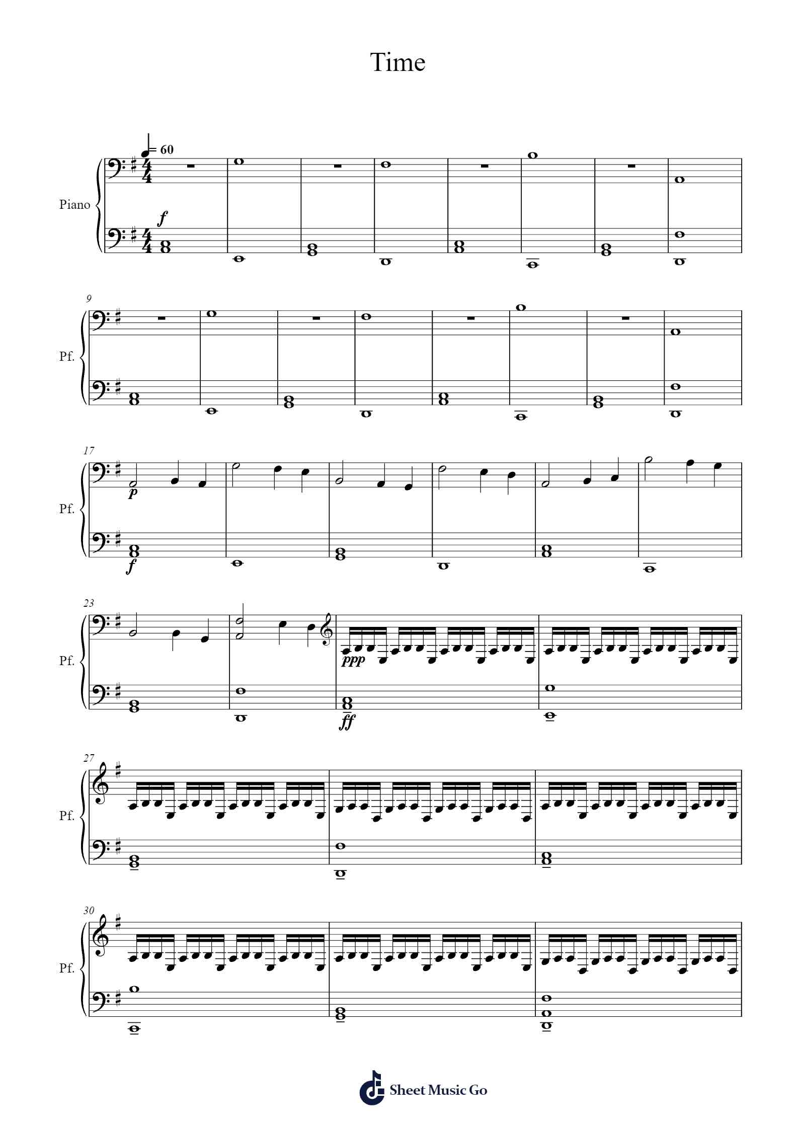 Time Sheet Music by Hans Zimmer-Arr.Spenky Chloelith