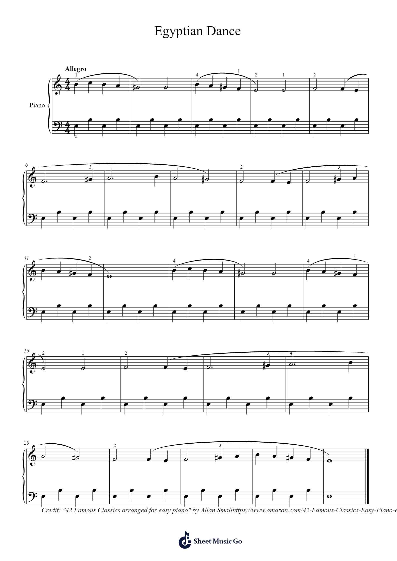 Egyptian Dance Partition par Camille Saint-Saëns - Arr. Huxver Birdnee