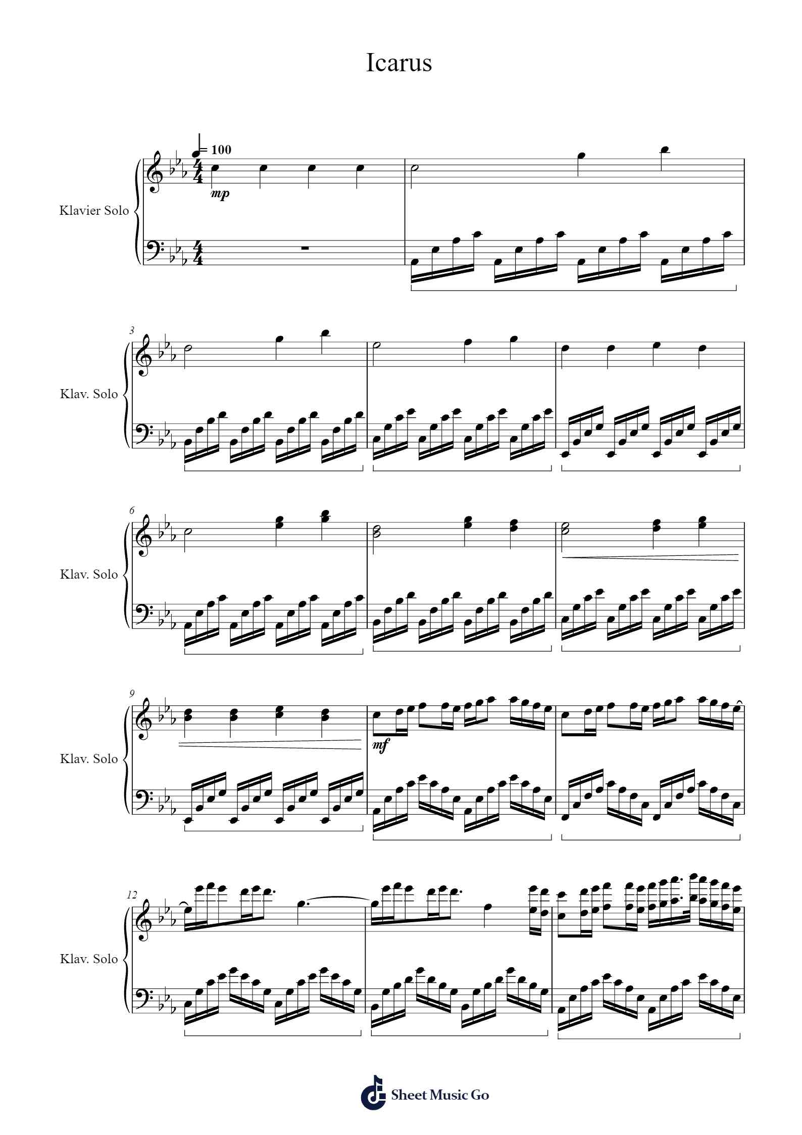 Icarus Sheet Music by Tony Ann-Arr.Hartclife Joudrea