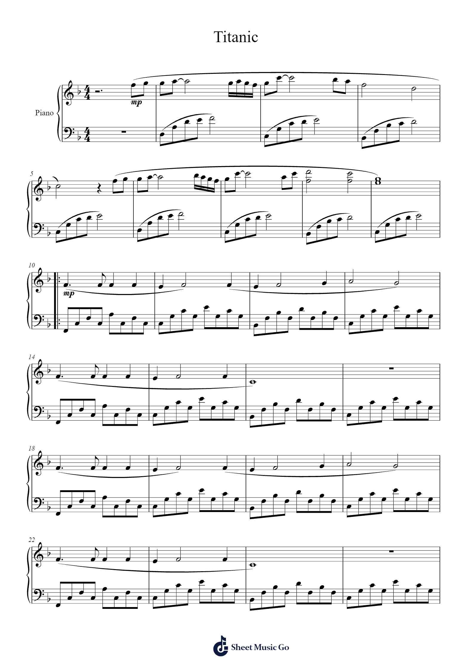 Titanic Sheet Music by James Horner-Arr.Robva