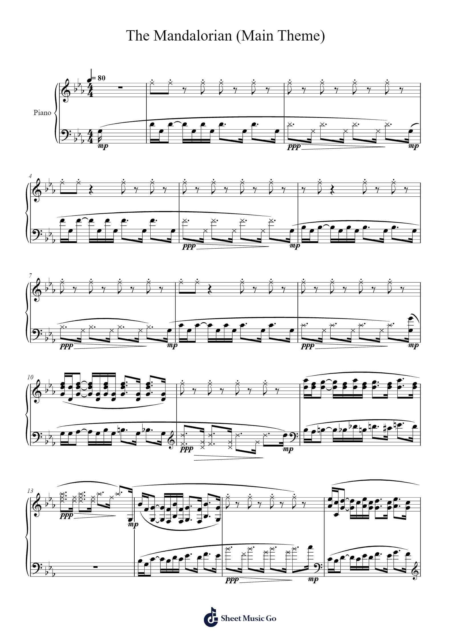 The Mandalorian (Main Theme) Sheet Music by Ludwig Göransson-Arr ...