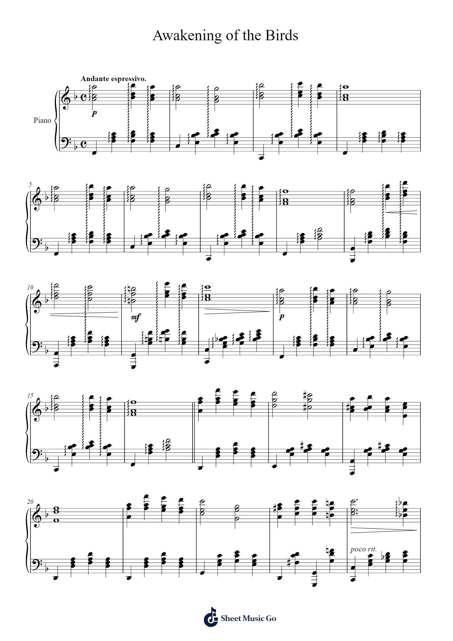 Awakening of the Birds Partition par Henry S. Sawyer - Arr. Benga