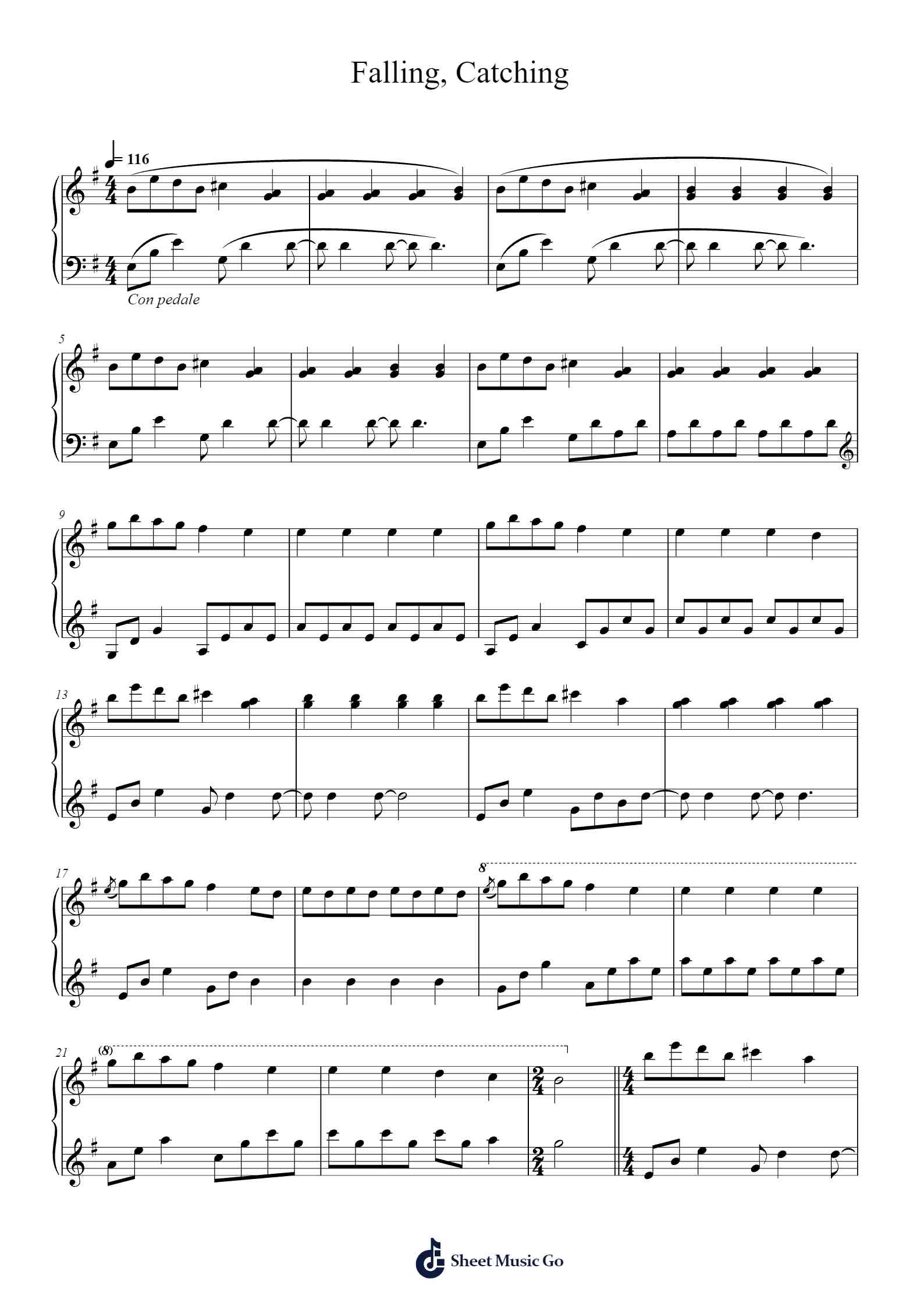 Falling, Catching Partition par Agnes Obel - Arr. Pearroe