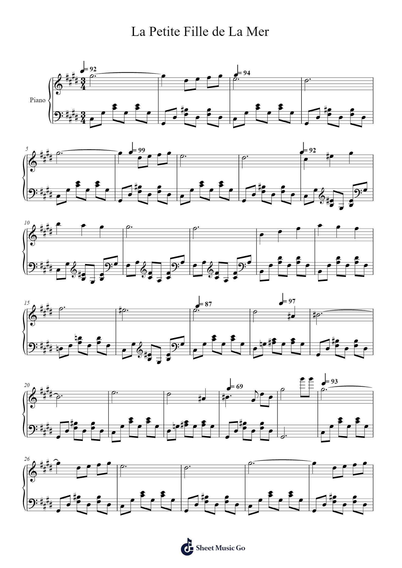 La Petite Fille de La Mer Spartito di Vangelis-Arr.Polwer Sharpger