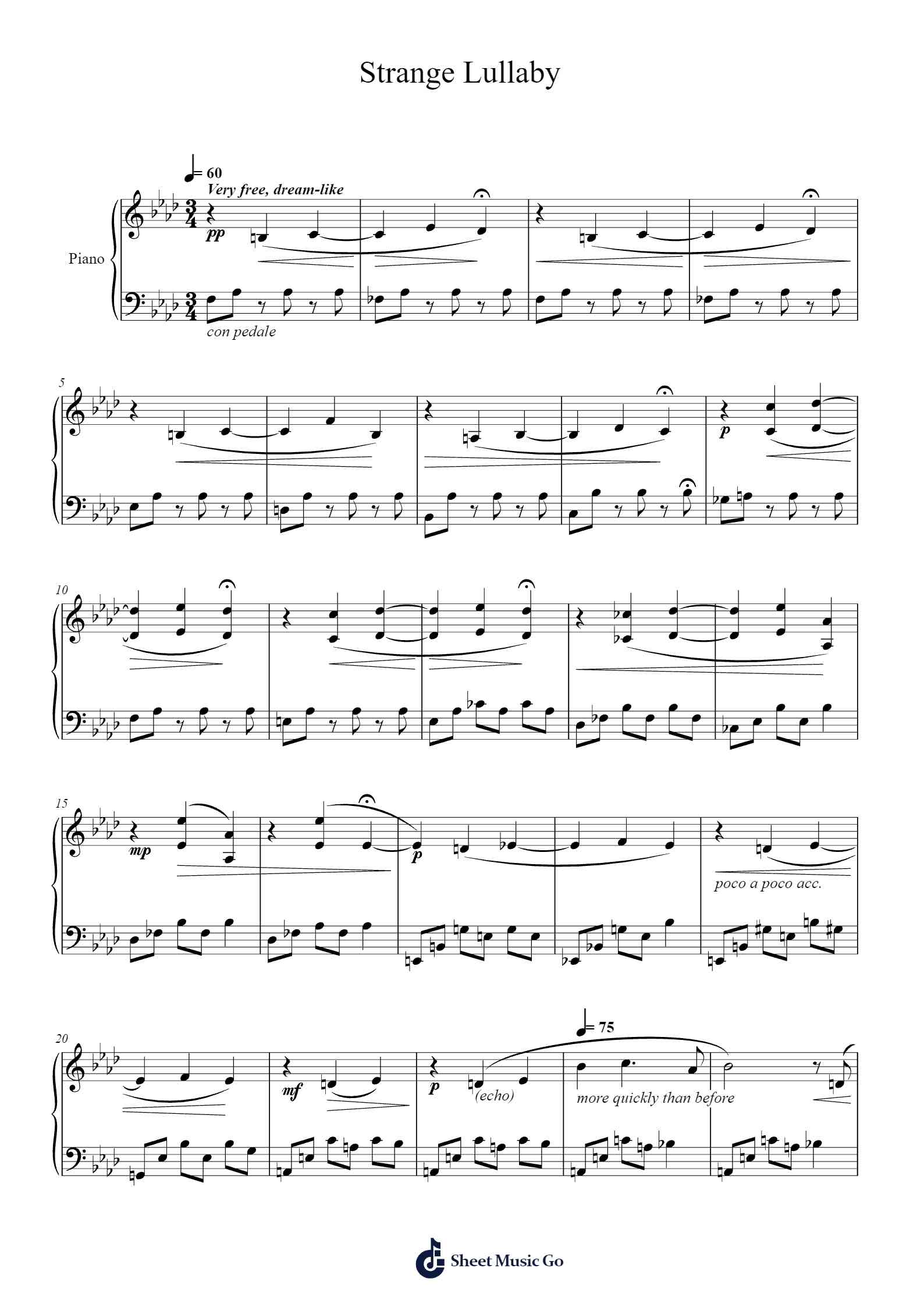 Strange Lullaby Sheet Music by Bethany Wakim-Arr.Spenriel Foxsoll