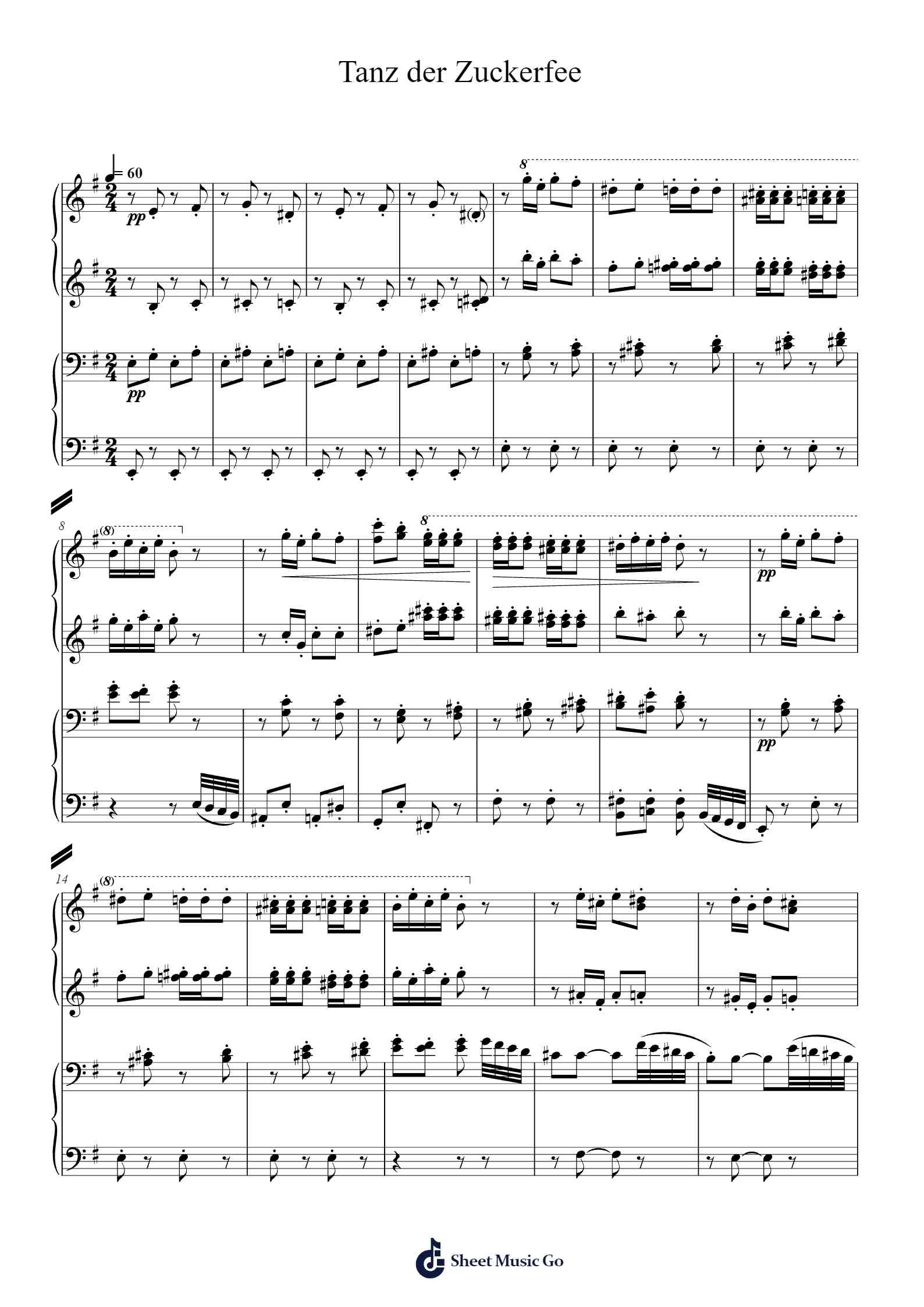 Tanz der Zuckerfee Sheet Music by Pyotr Ilyich Tchaikovsky-Arr.Gillling