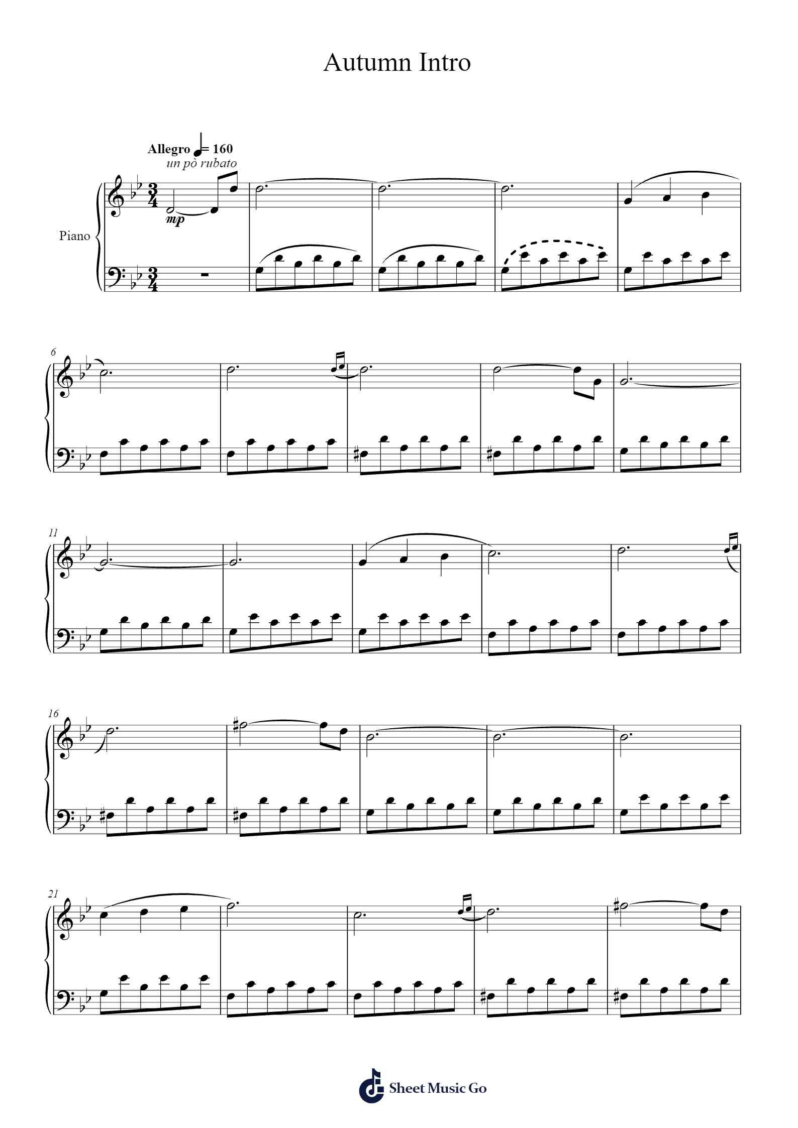 Autumn Intro Sheet Music by Andrea Vanzo-Arr.Pulsing