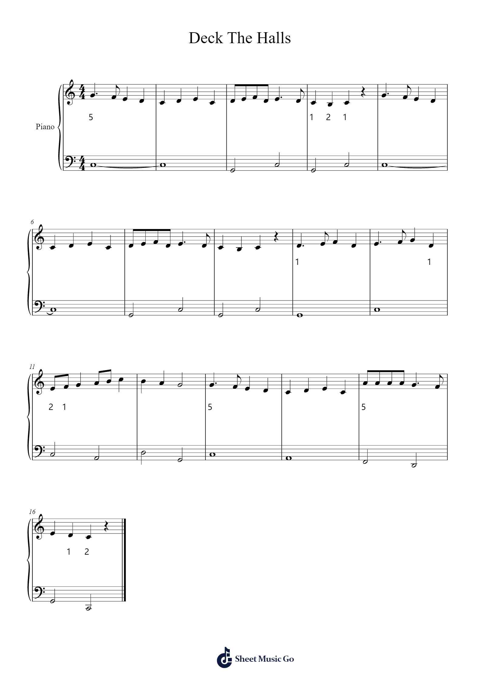 Deck The Halls Sheet Music by -Arr.Vinpeare