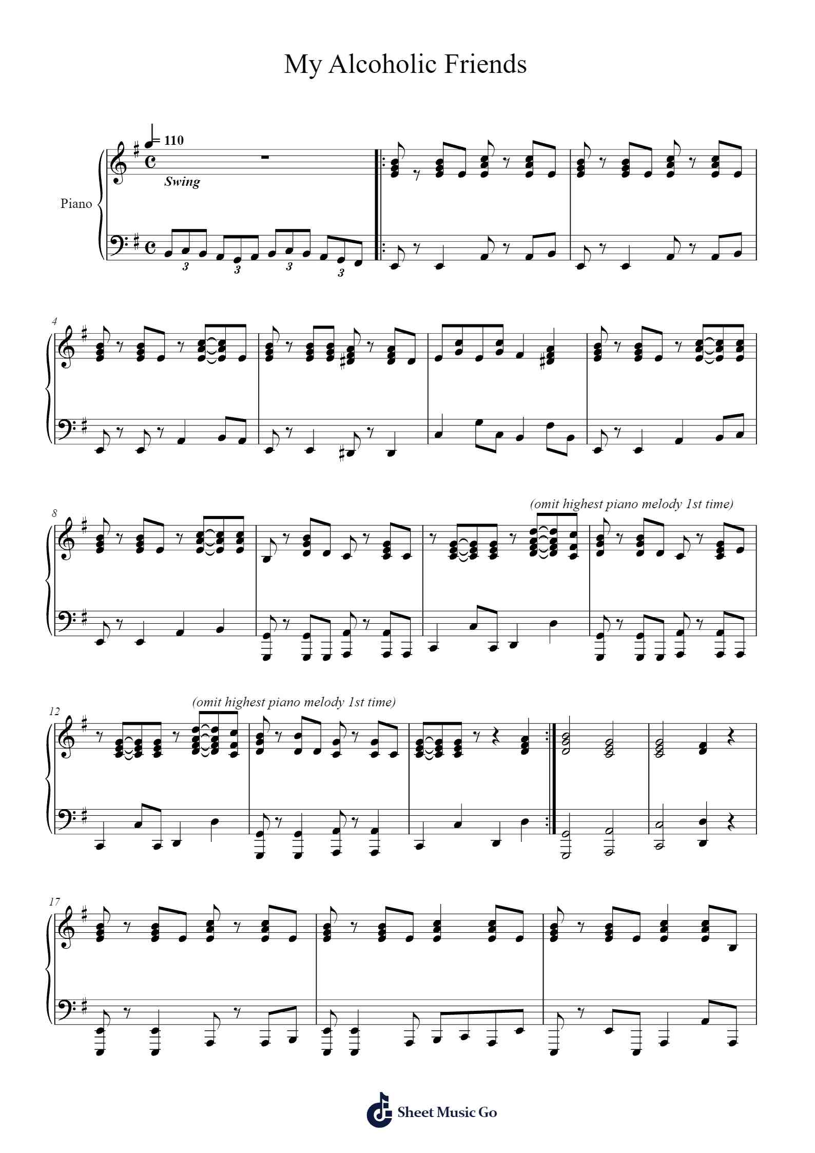 My Alcoholic Friends Sheet Music by The Dresden Dolls-Arr.Lizly Hojo