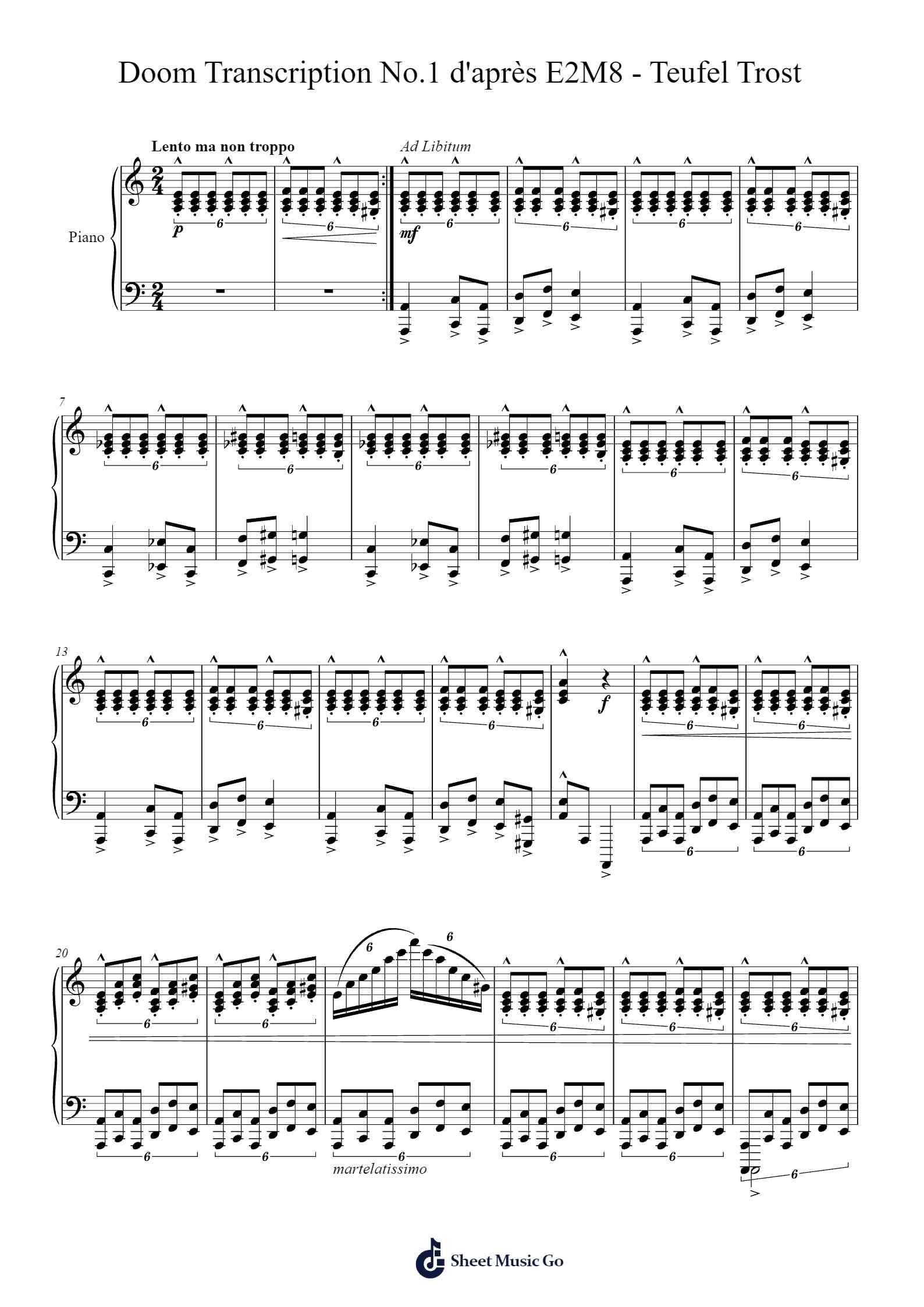 Doom Transcription No.1 d'après E2M8 - Teufel Trost Sheet Music by ...