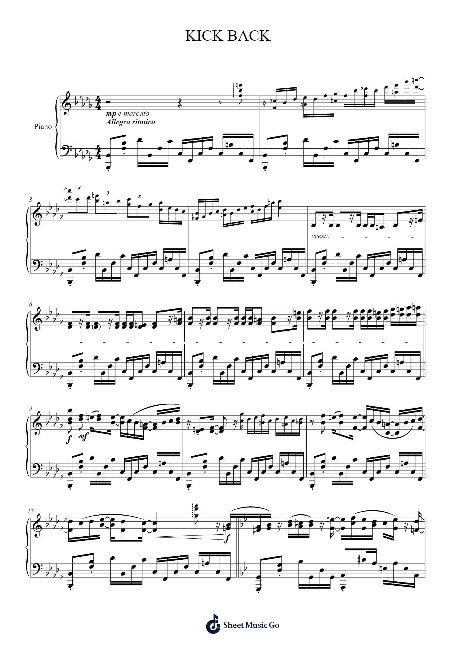 KICK BACK Sheet Music by Kenshi Yonezu-Arr.Vithel