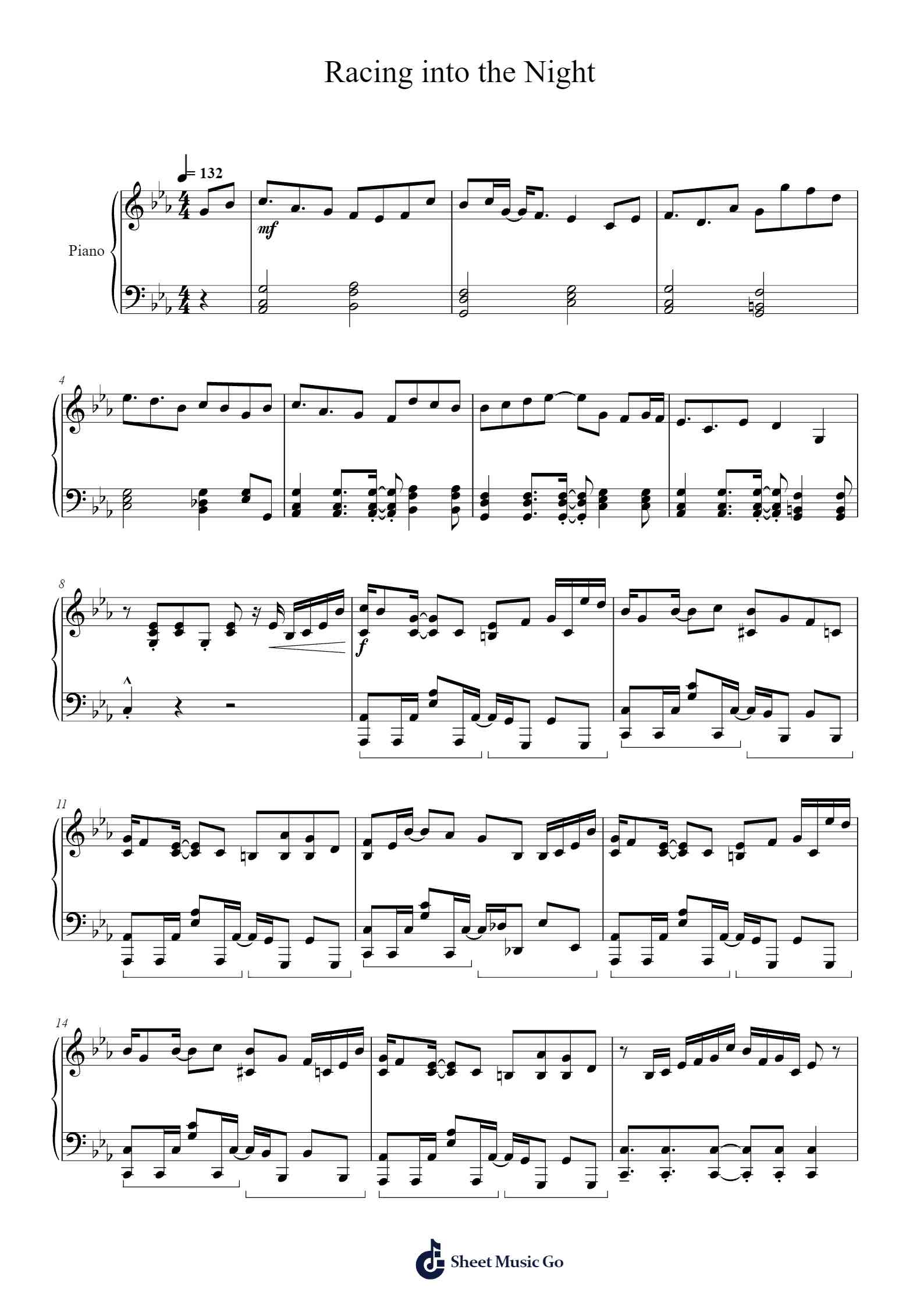 Racing into the Night Sheet Music by YOASOBI-Arr.Bairdbian Lystan