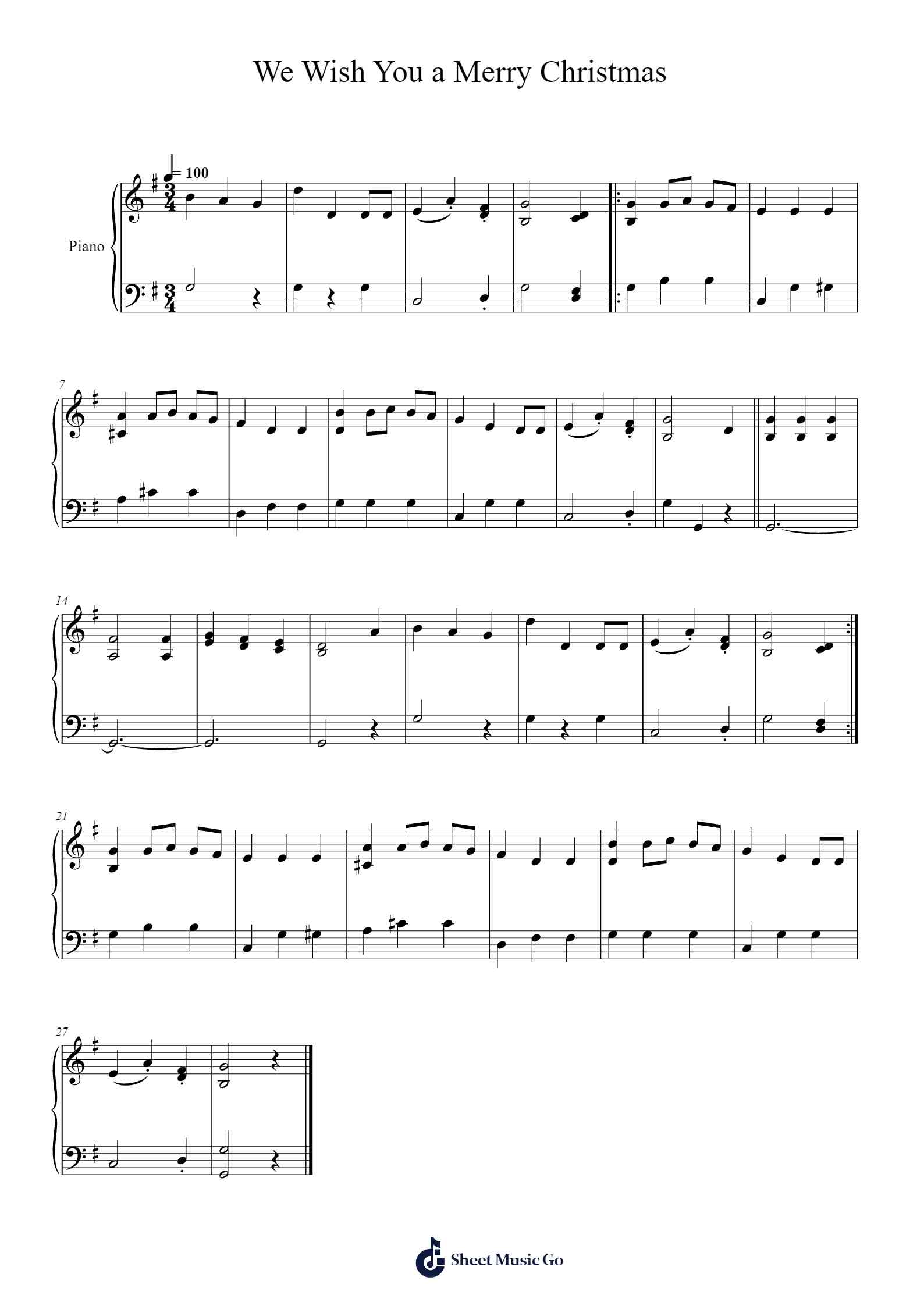 We Wish You a Merry Christmas Sheet Music by Misc Christmas-Arr.Canme
