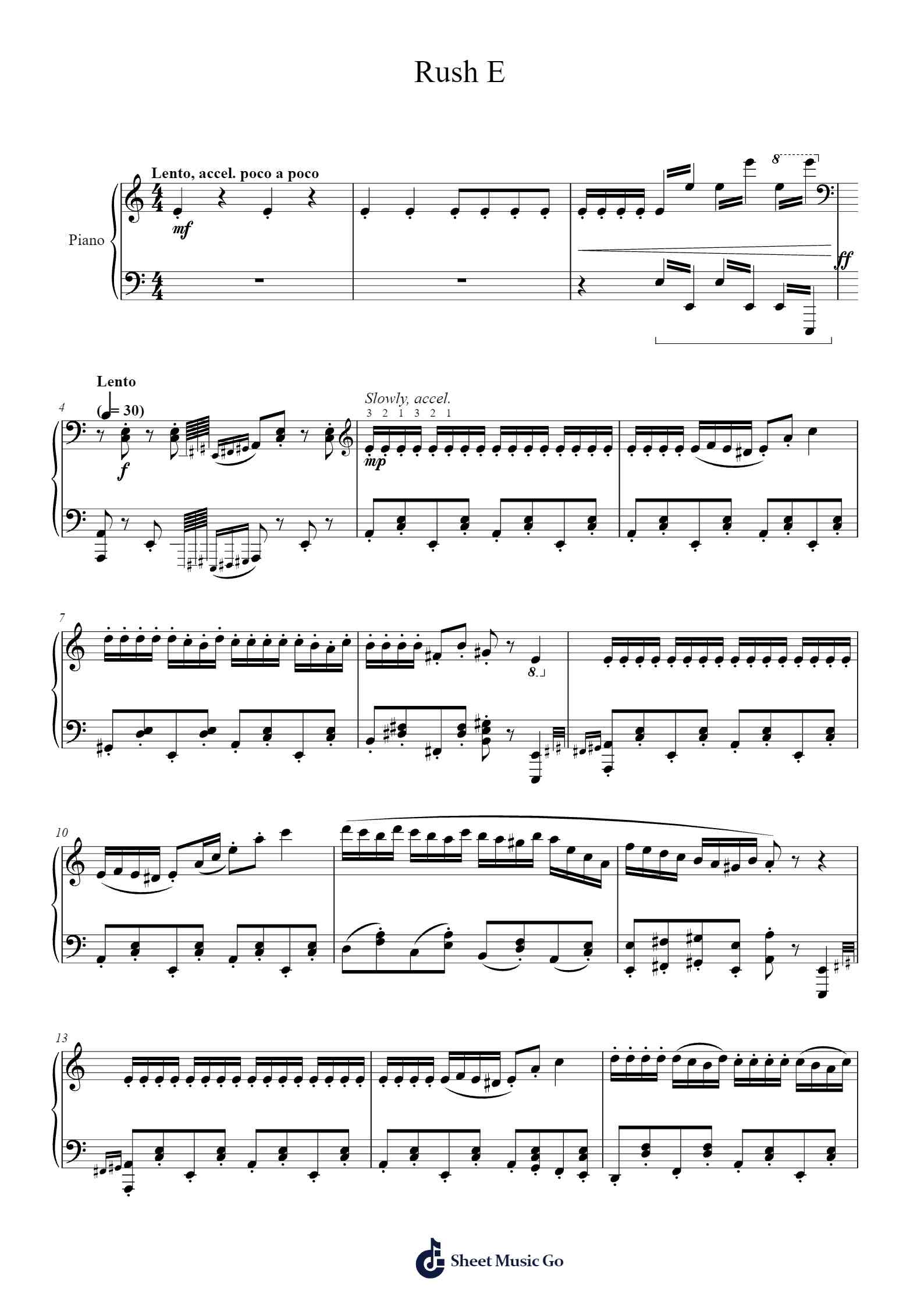Rush E Sheet Music by Sheet Music Boss-Arr.Ossweet