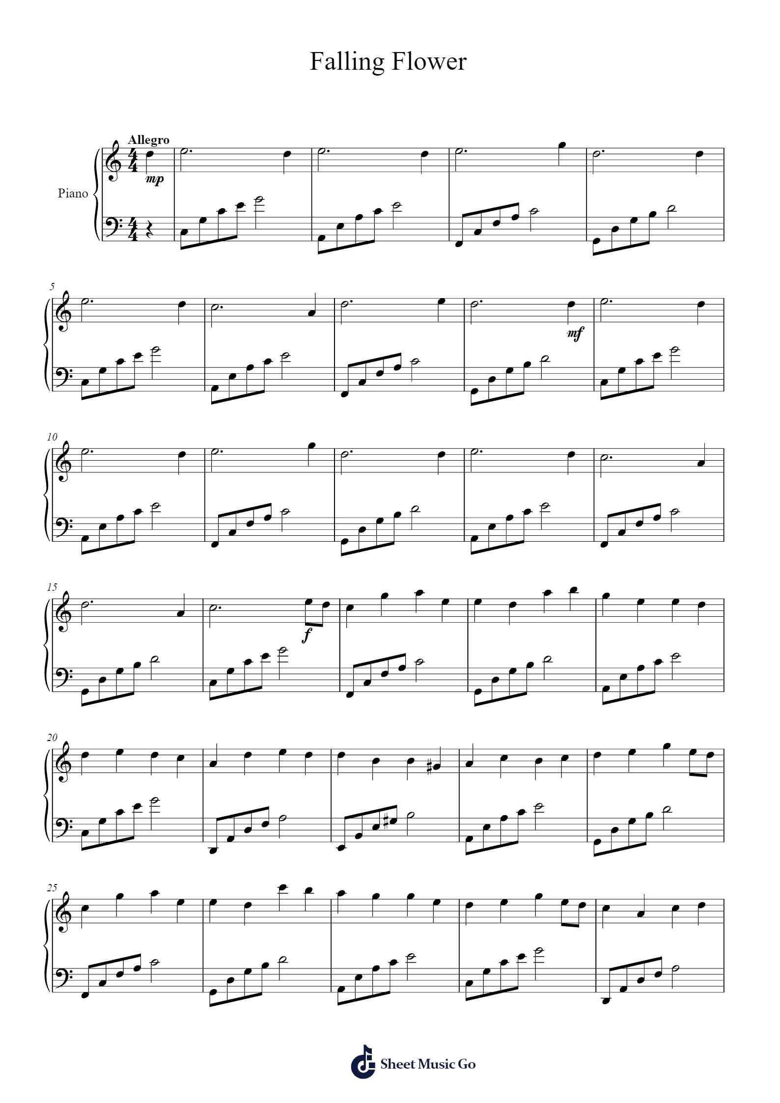 Falling Flower Sheet Music by Phylple-Arr.Woodcie Budad