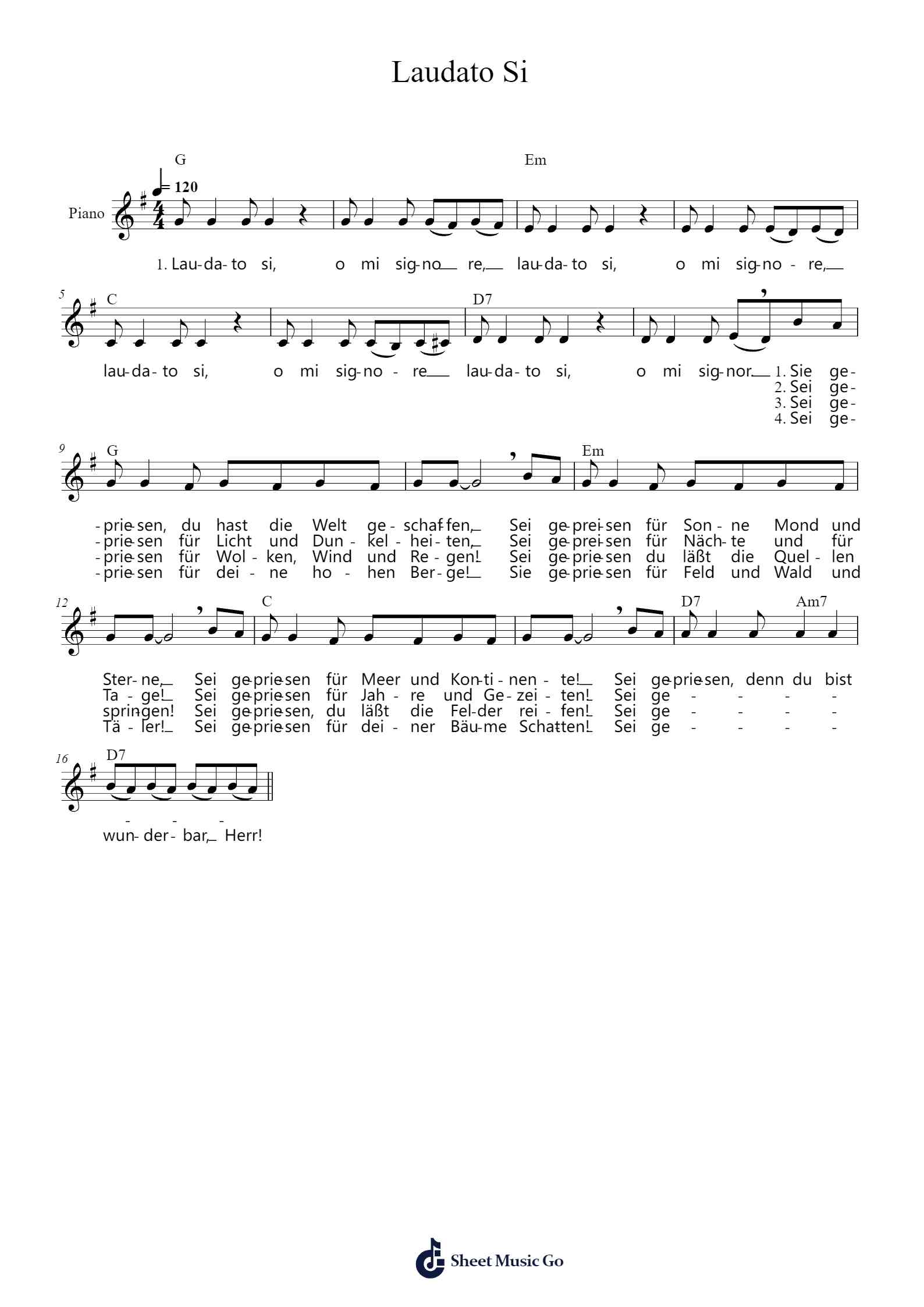 Laudato Si Noten von Franz von Assisi-Arr.Hulking Chilmund
