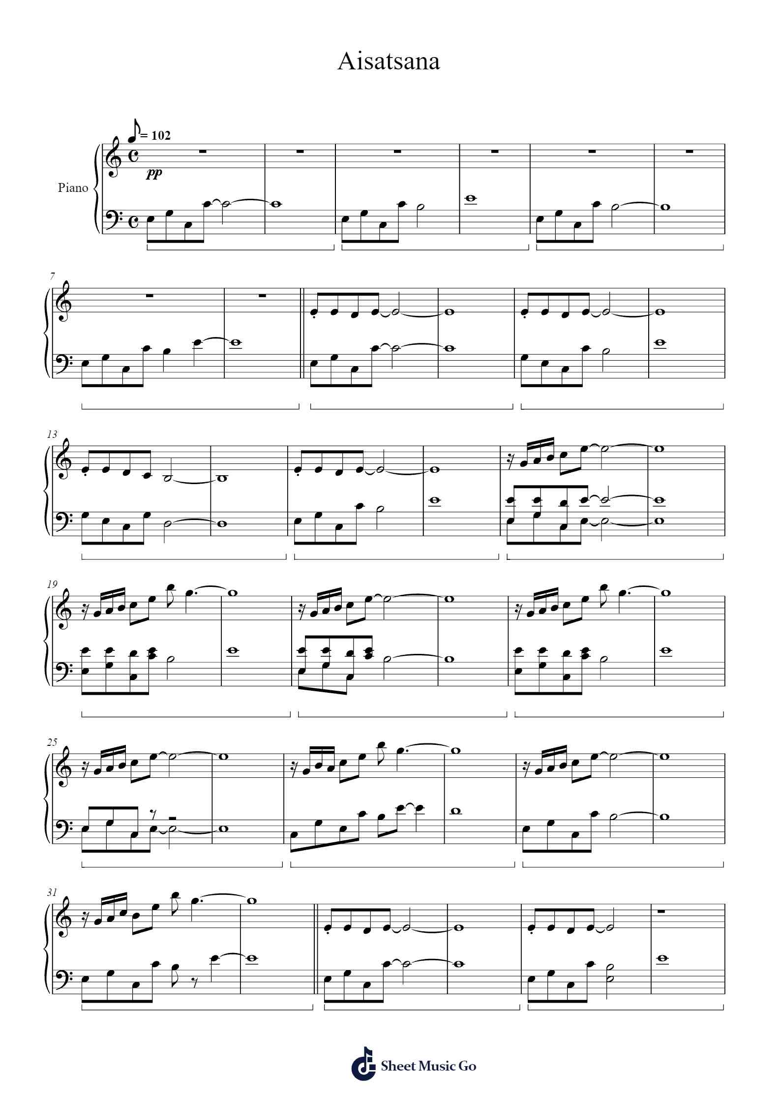 Aisatsana Sheet Music by -Arr.Hudthur Simpglas