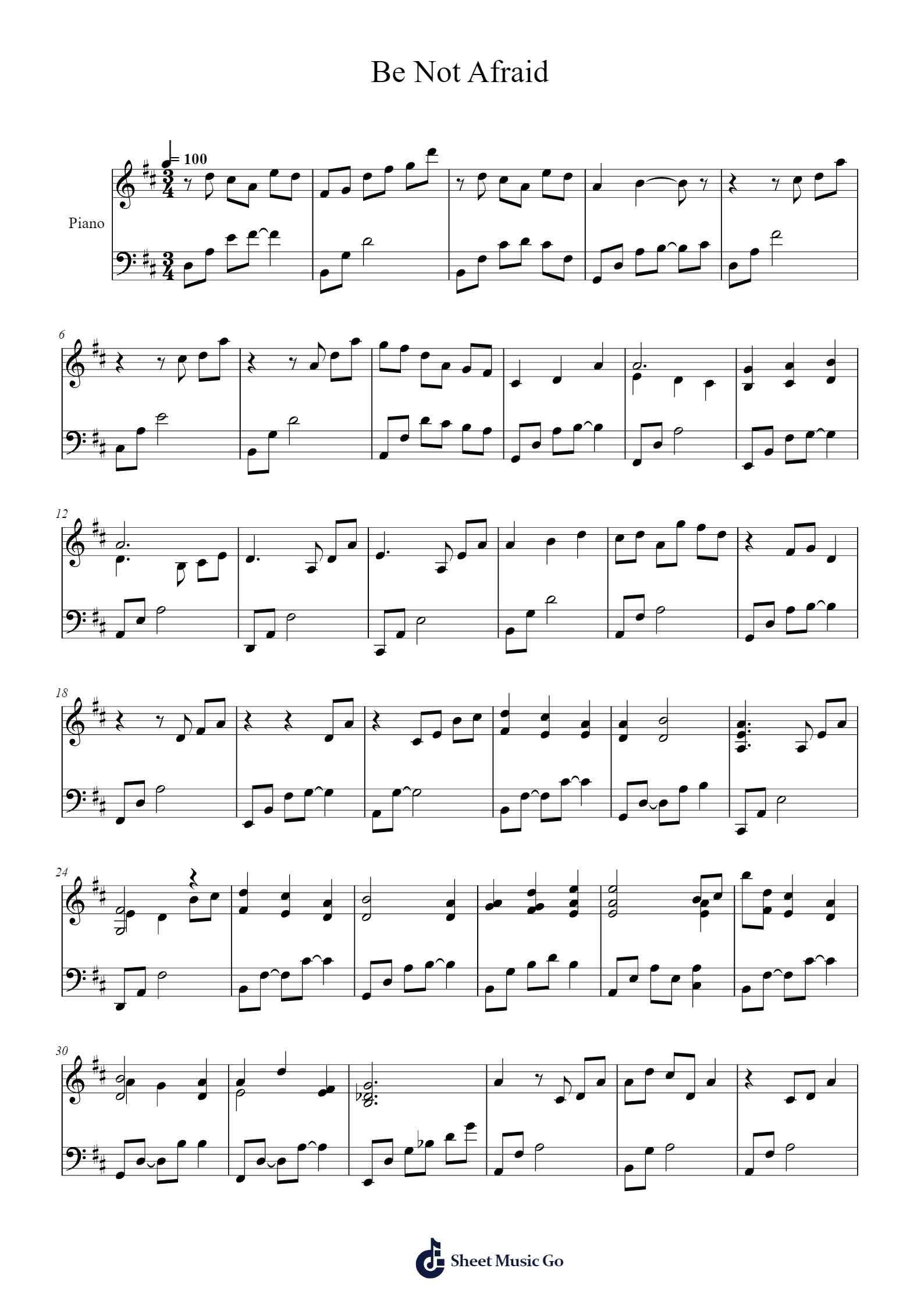 Be Not Afraid Sheet Music by Bob Dufford-Arr.Jobnold