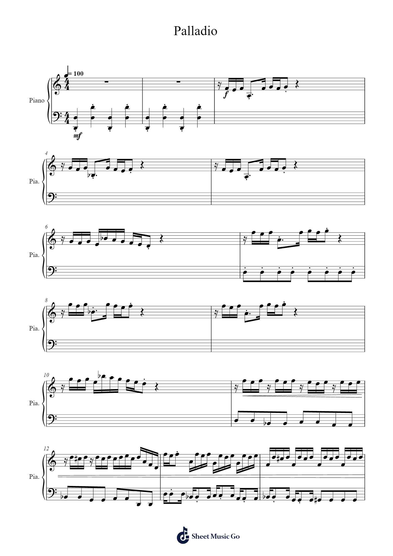 Palladio Sheet Music by Karl Jenkins-Arr.Ligreen