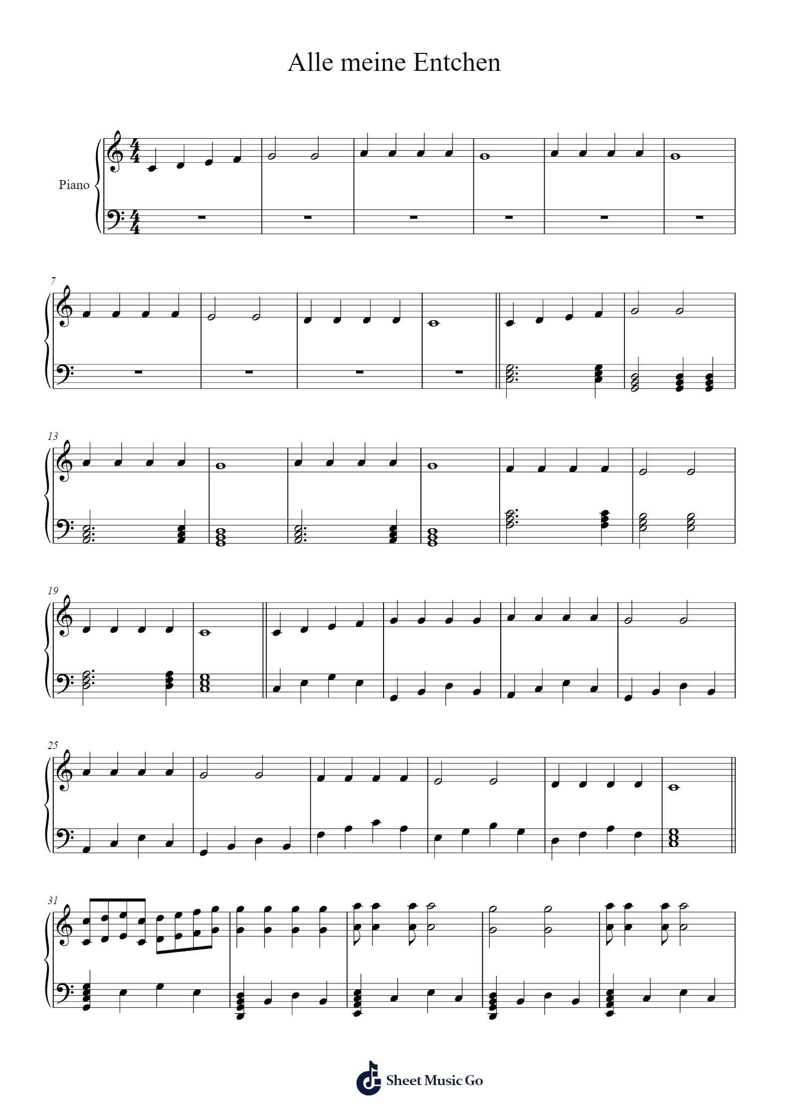 Alle meine Entchen Noten von -Arr.Gailma