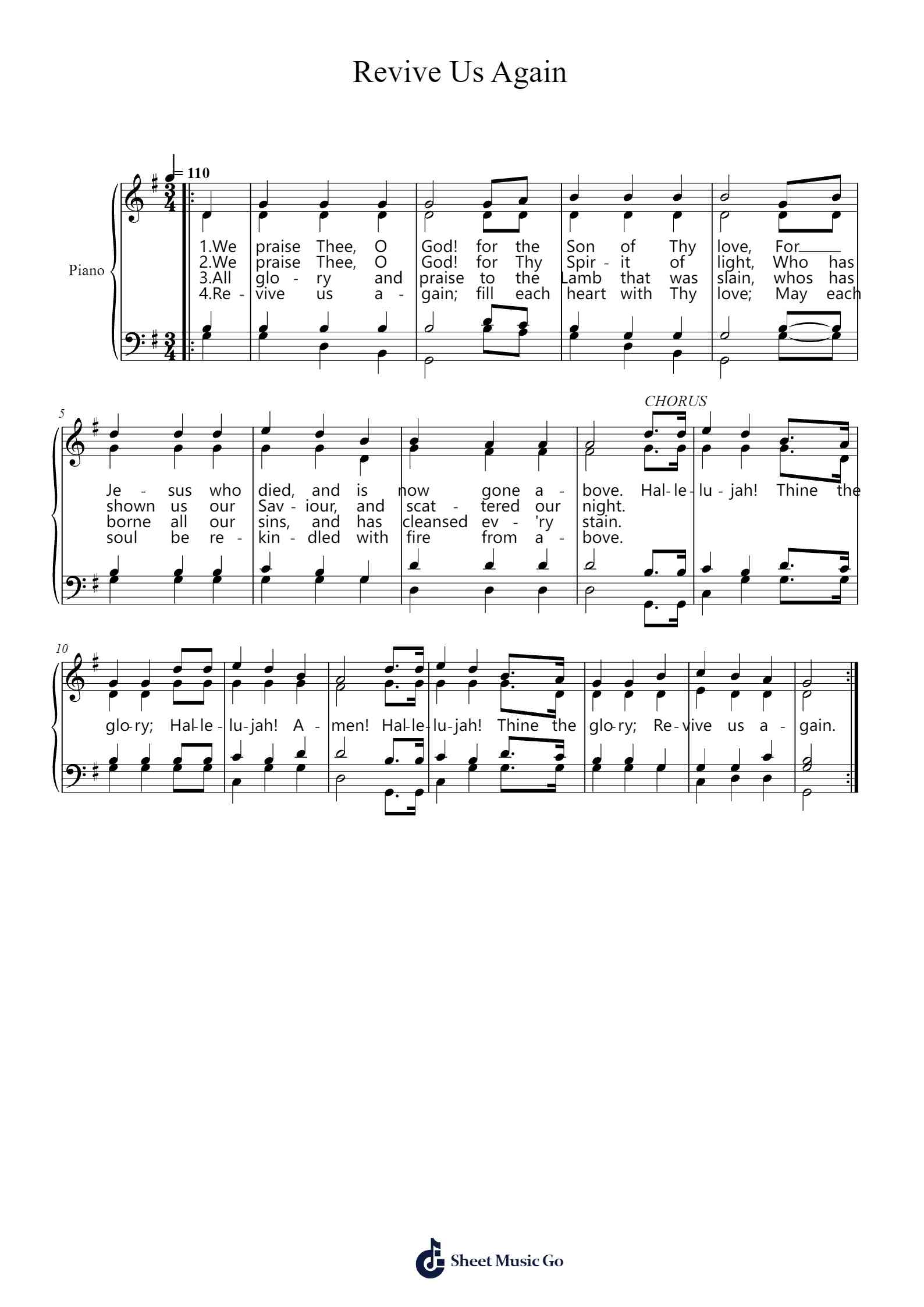 Revive Us Again Sheet Music by JOHN J. HUSBAND-Arr.Clepert