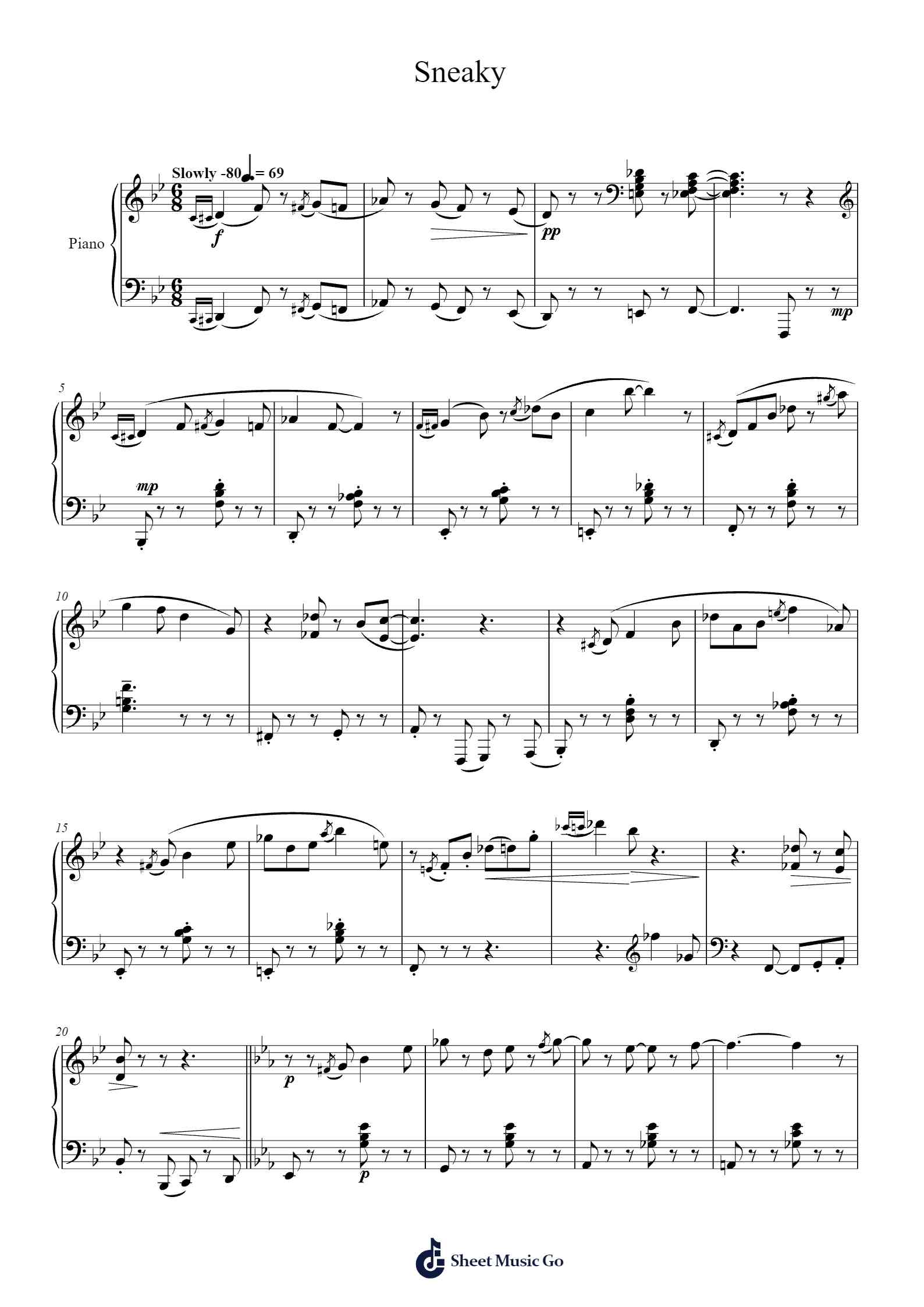 Sneaky Sheet Music by Stephen Chatman-Arr.Tomnee