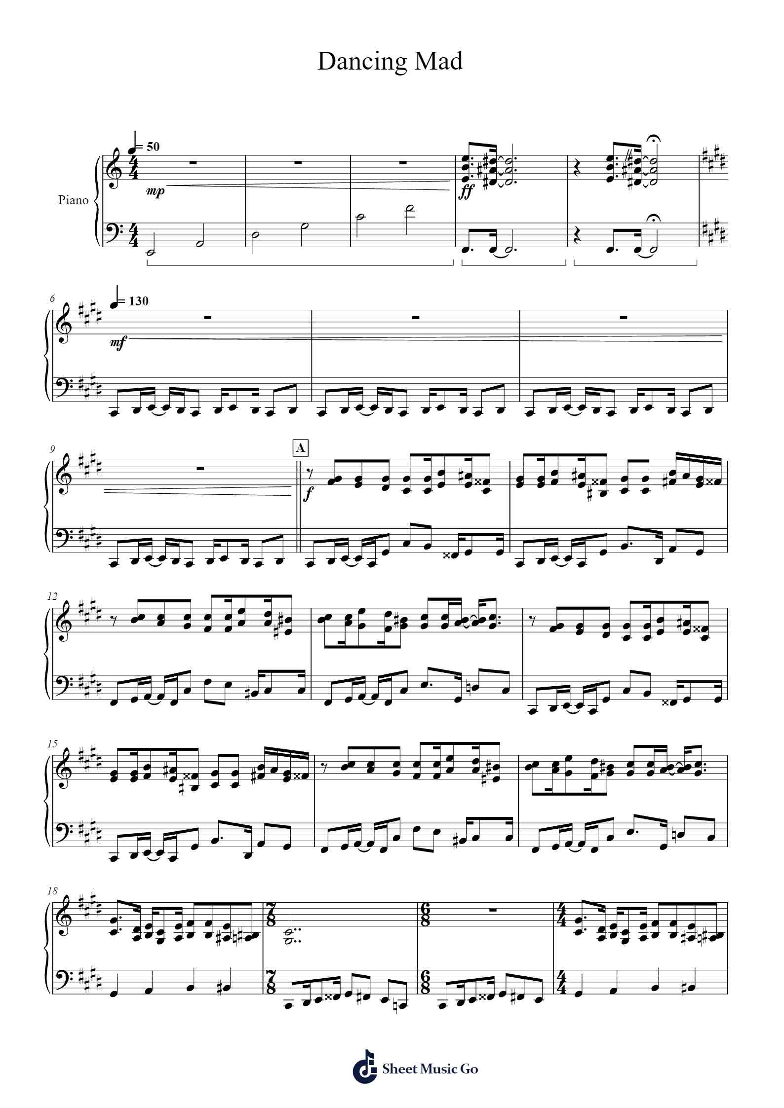 Dancing Mad Sheet Music by Nobuo Uematsu-Arr.Lopeare
